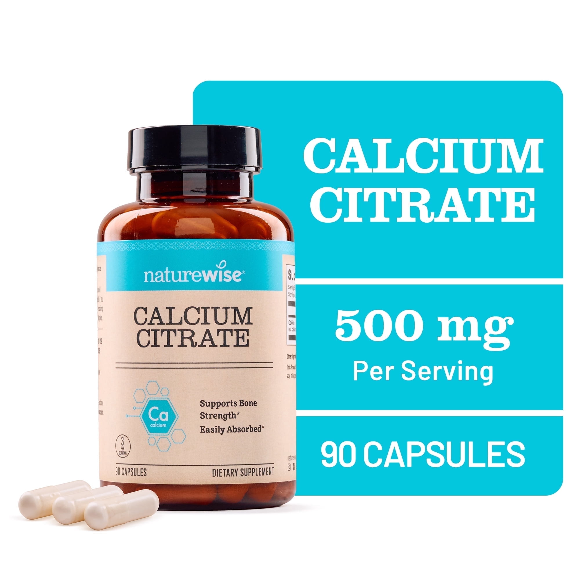 NatureWise Calcium Citrate 500mg - Vegan, Non-GMO - 90 Capsules[30-Day ...
