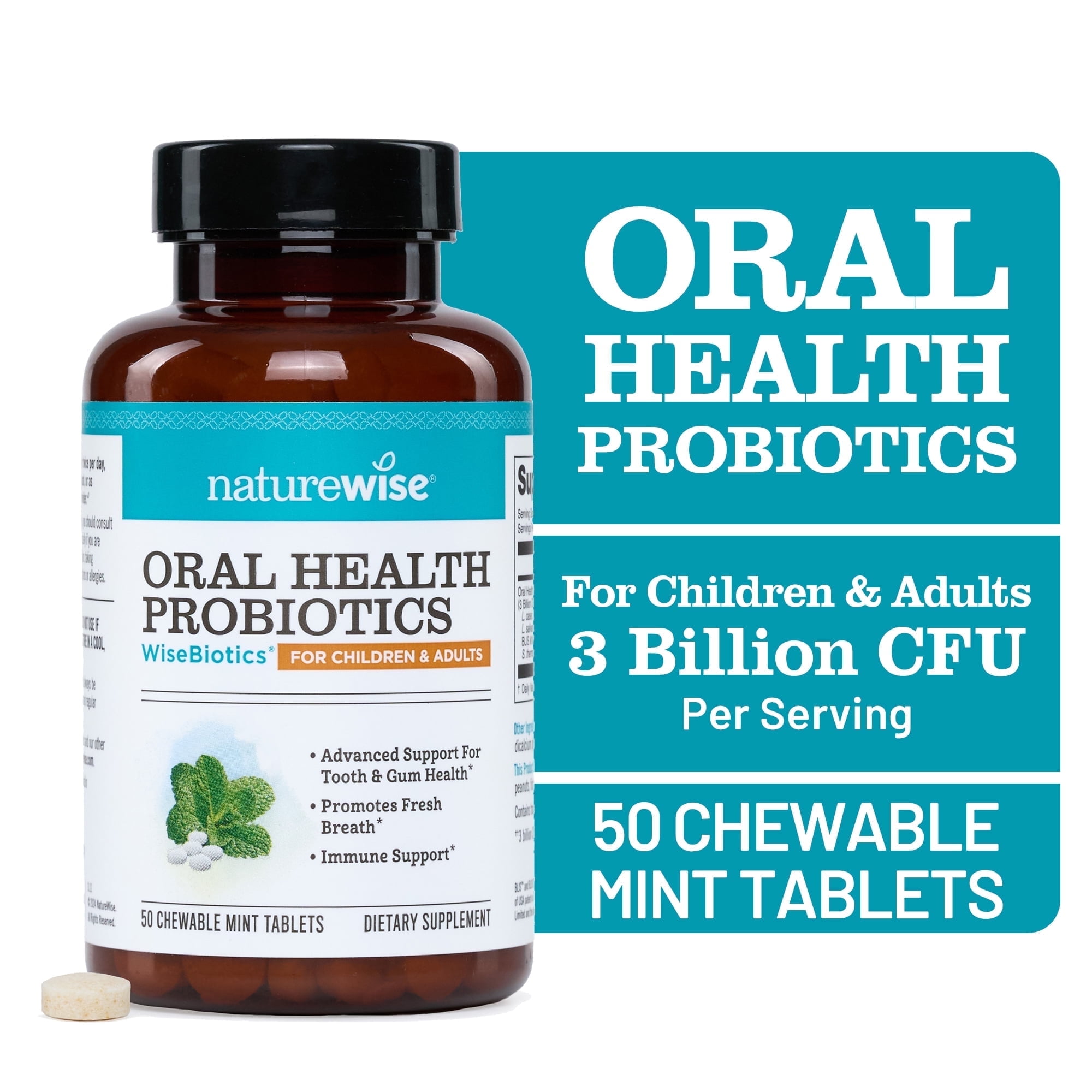 NatureWise Chewable Oral Probiotic Mints - Supports Dental Health ...