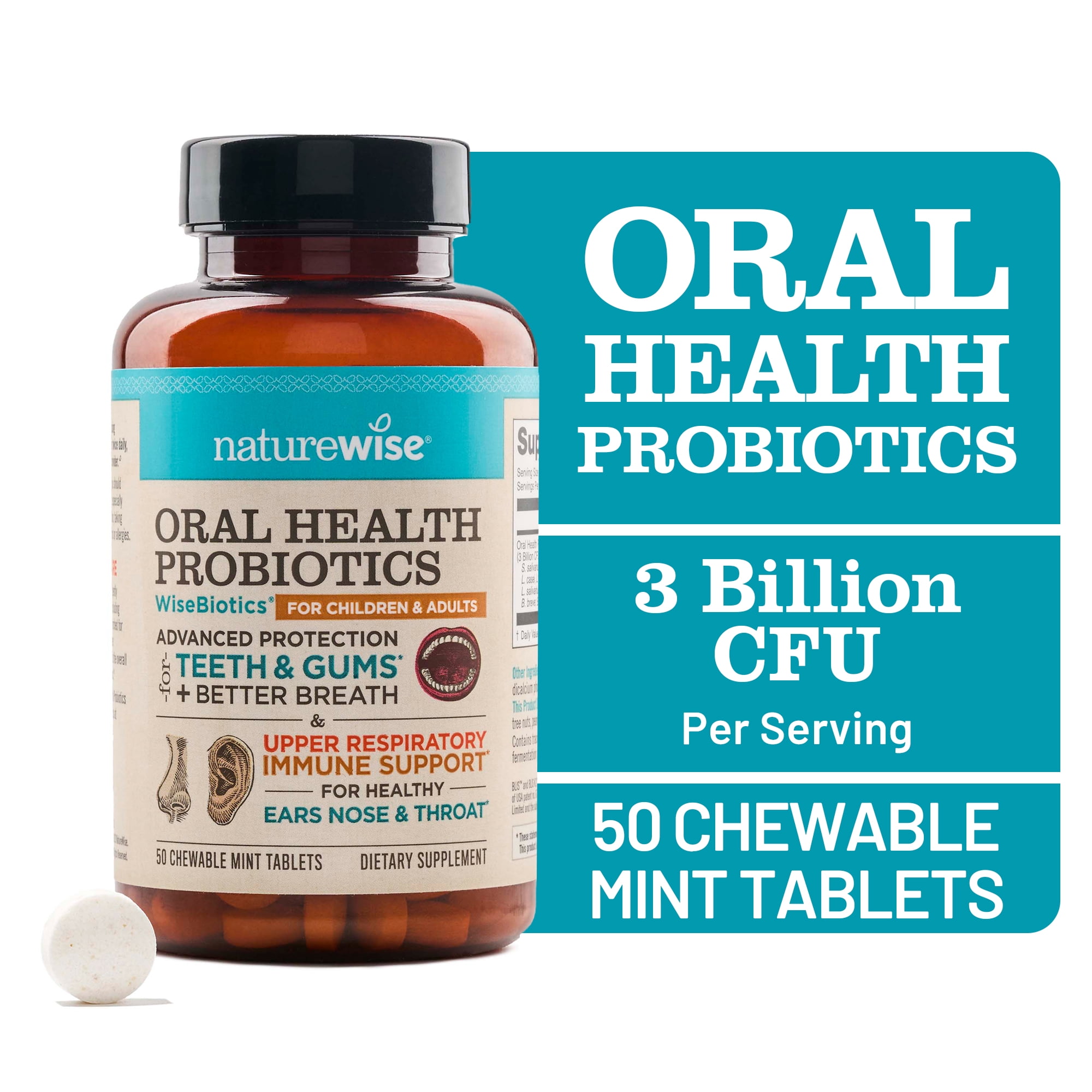 NatureWise Chewable Oral Probiotic Mints - Supports Dental Health ...