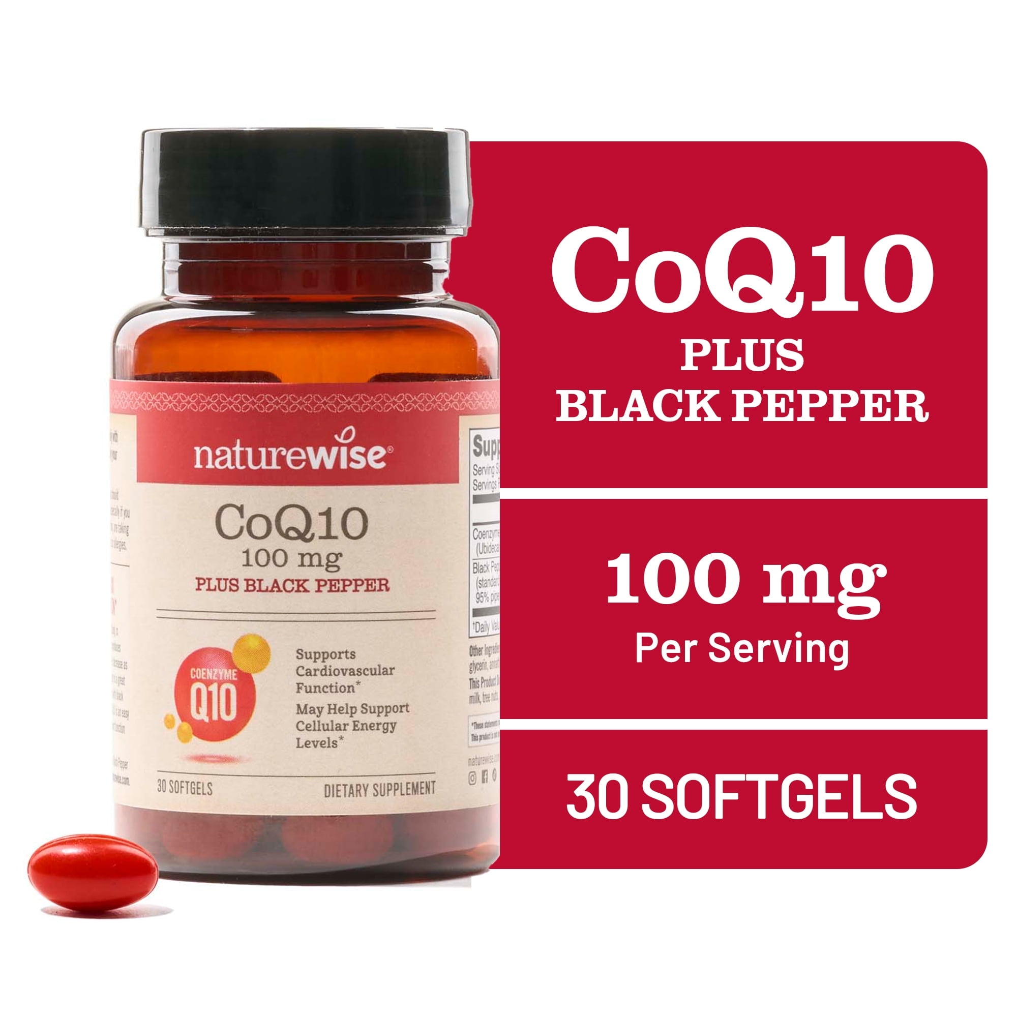 NatureWise CoQ10 100mg Softgels, High Absorption Coenzyme Q10 with ...