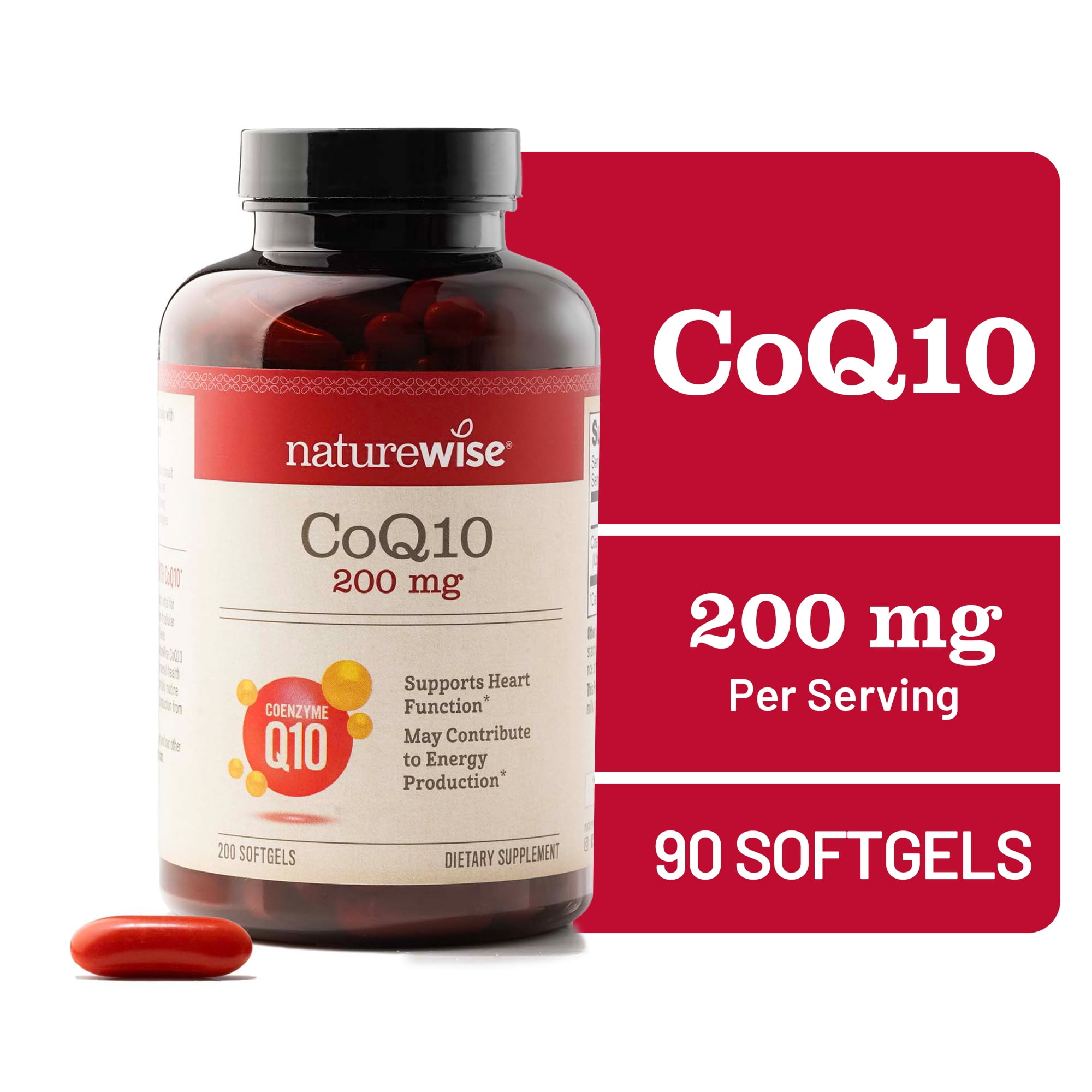 NatureWise CoQ10 200mg Softgels, High Potency CoQ10 200mg Ubiquinone ...