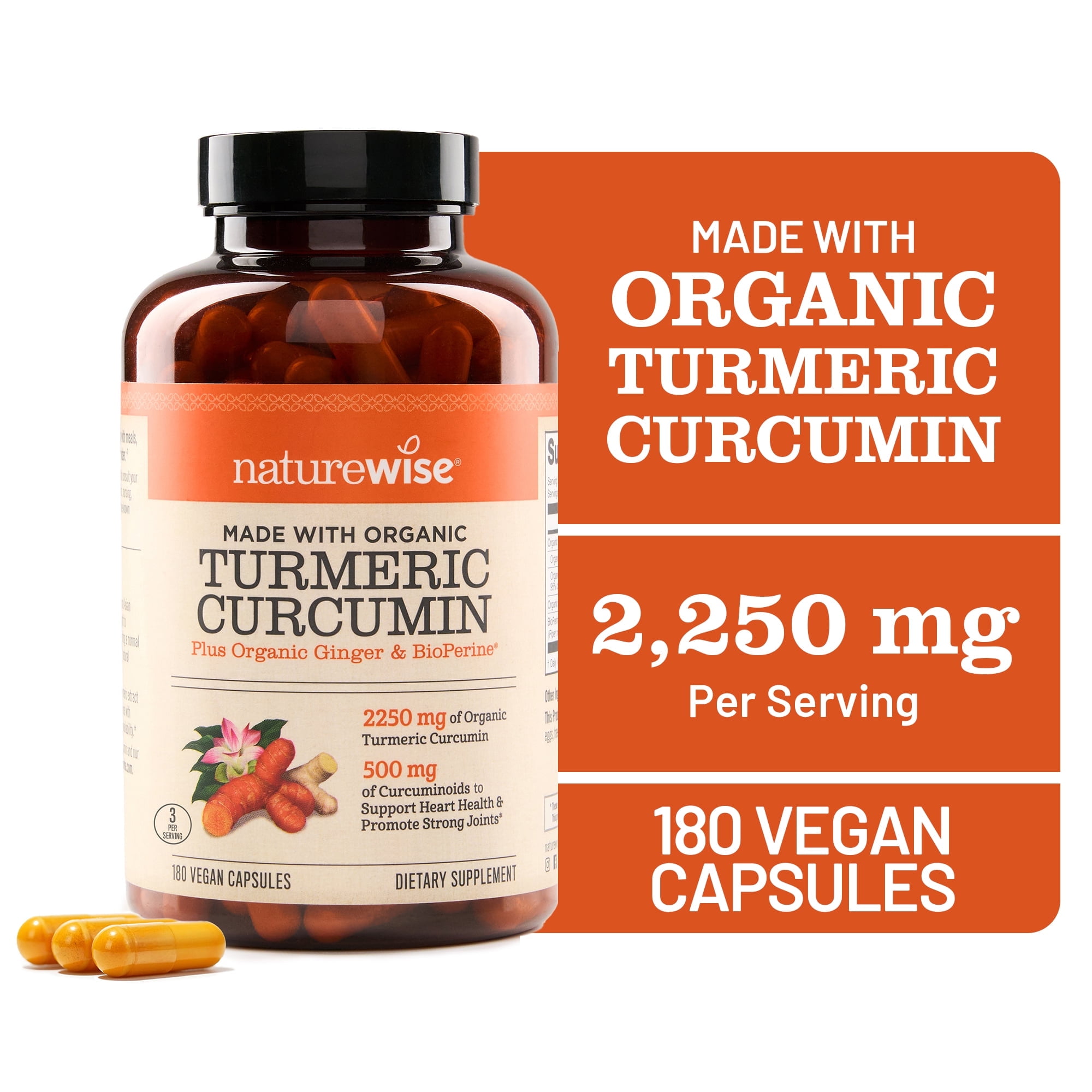 NatureWise Curcumin Turmeric 2250mg, Black Pepper, Ginger, 500mg ...