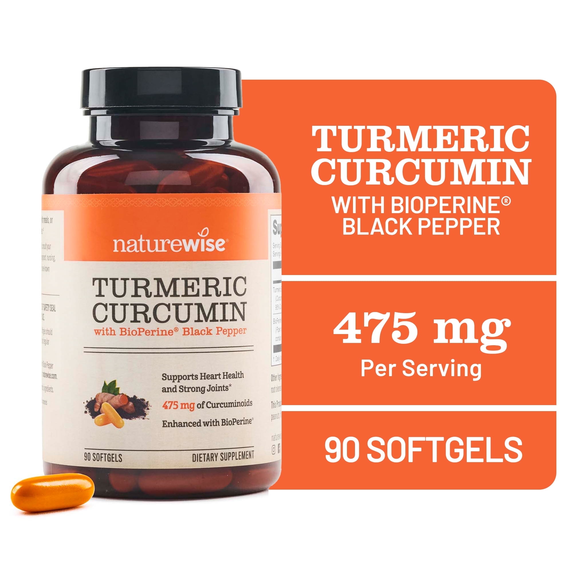 NatureWise Turmeric Curcumin 500mg + Bioperine Black Pepper - 90 Count ...