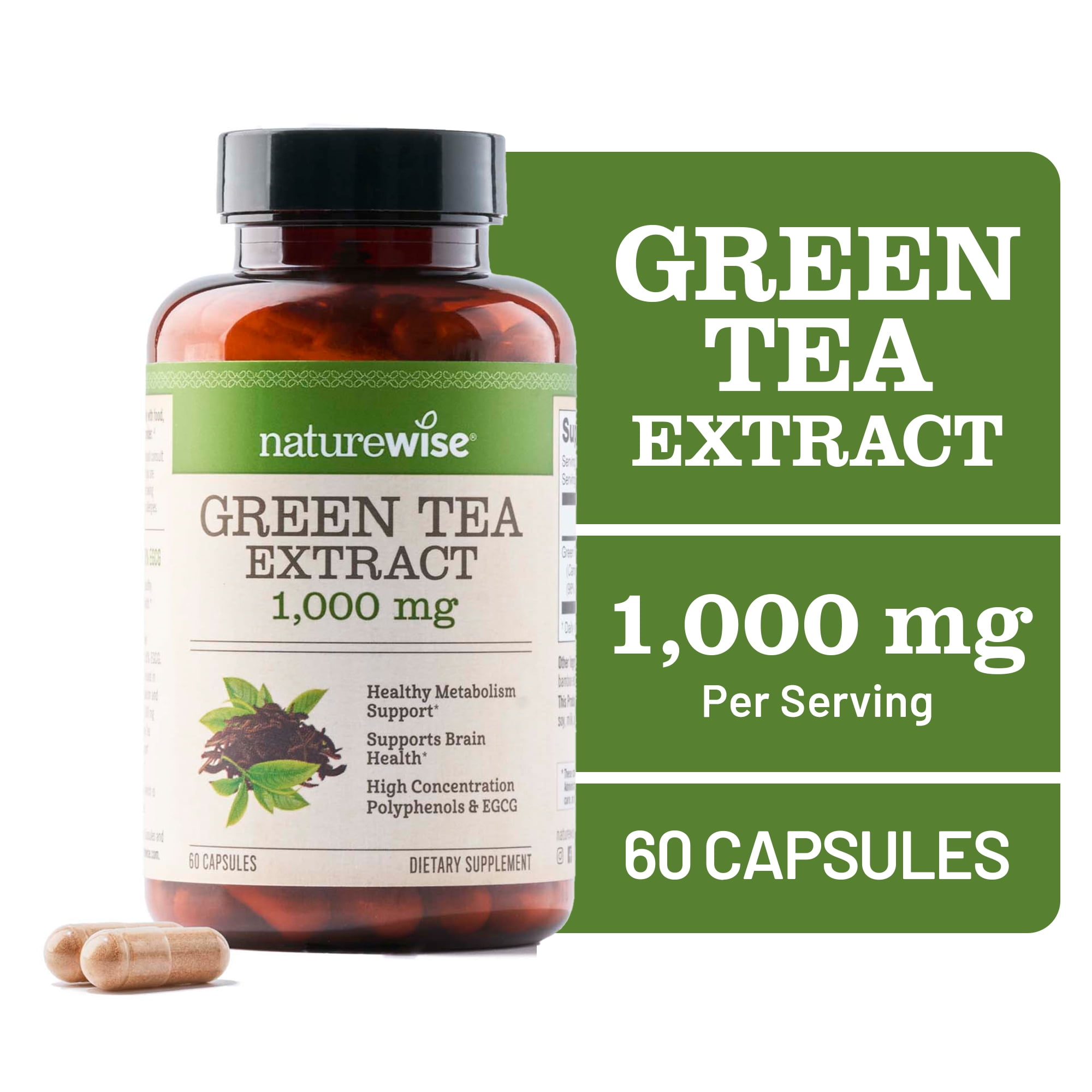 NatureWise Green Tea Extract Capsules 1000 mg - 50% EGCG & 98% ...