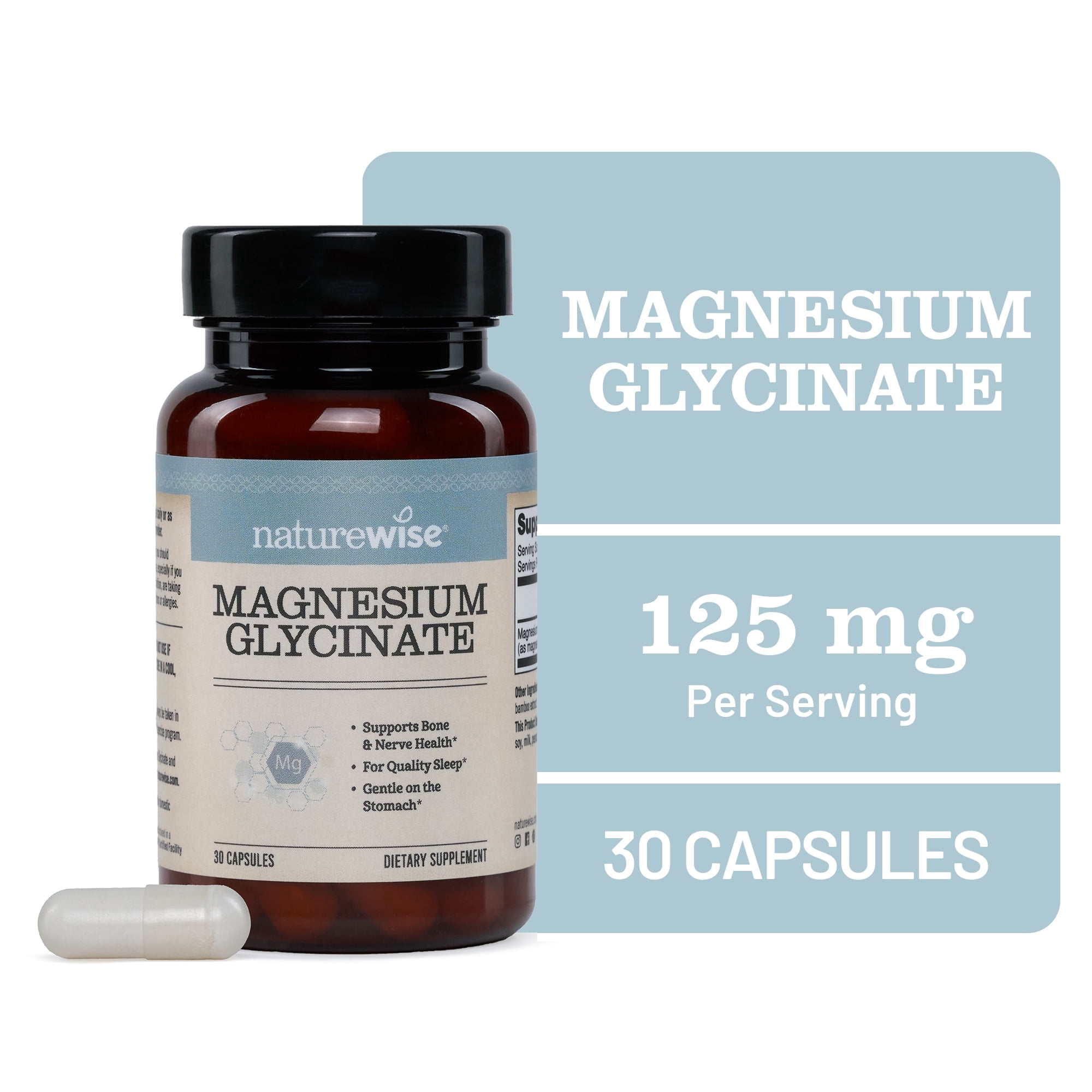 NatureWise Magnesium Glycinate 625mg - Chelated Magnesium - 30 Capsules ...