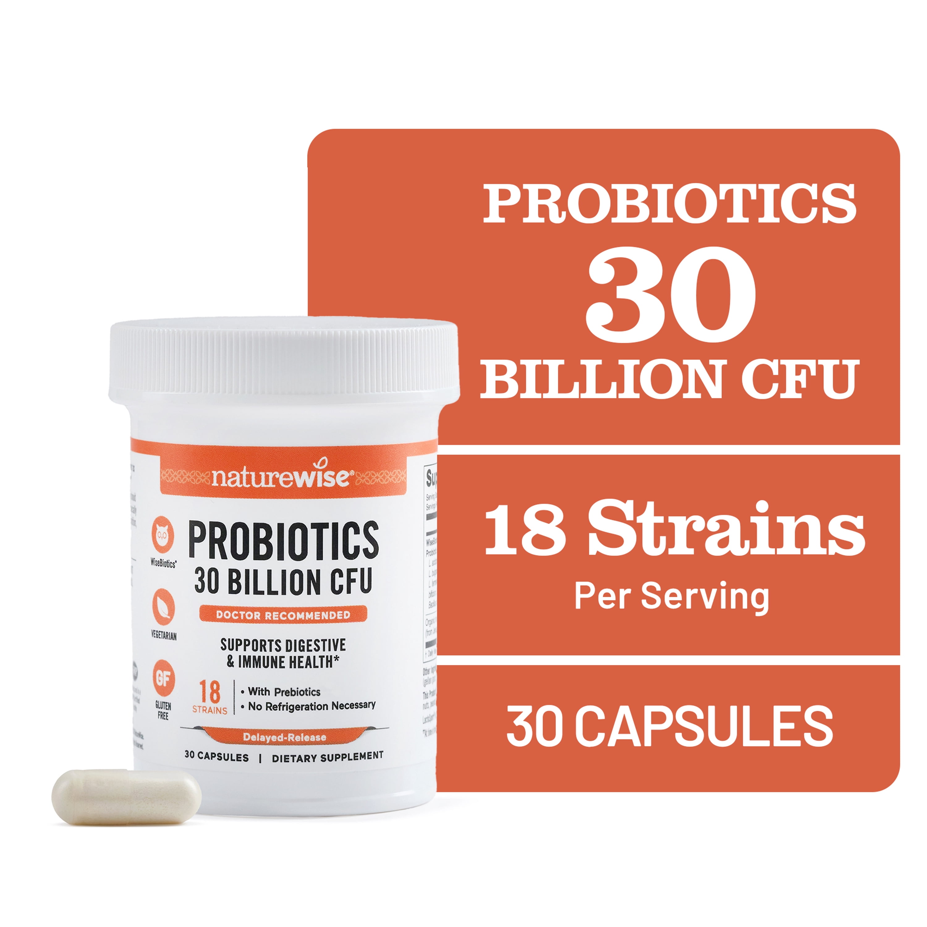 NatureWise Max Probiotics - 30 Billion CFU + Prebiotics - 30 Capsules ...