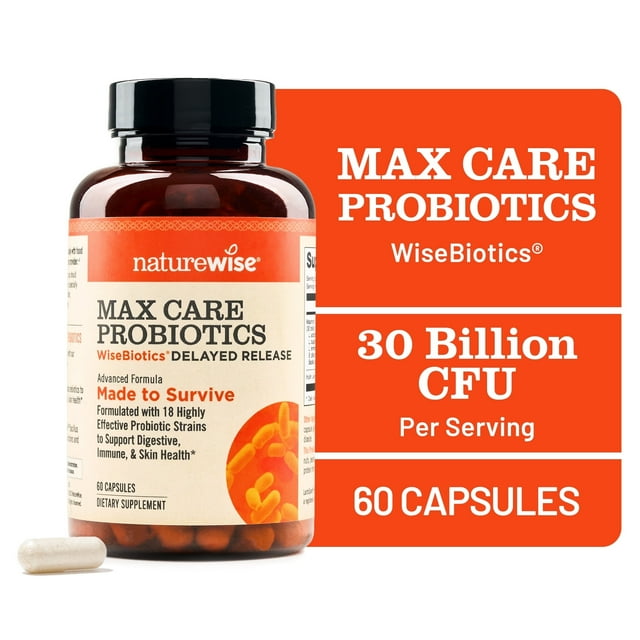 NatureWise Max Probiotics 30 Billion CFU + Organic Prebiotic - 60 ...
