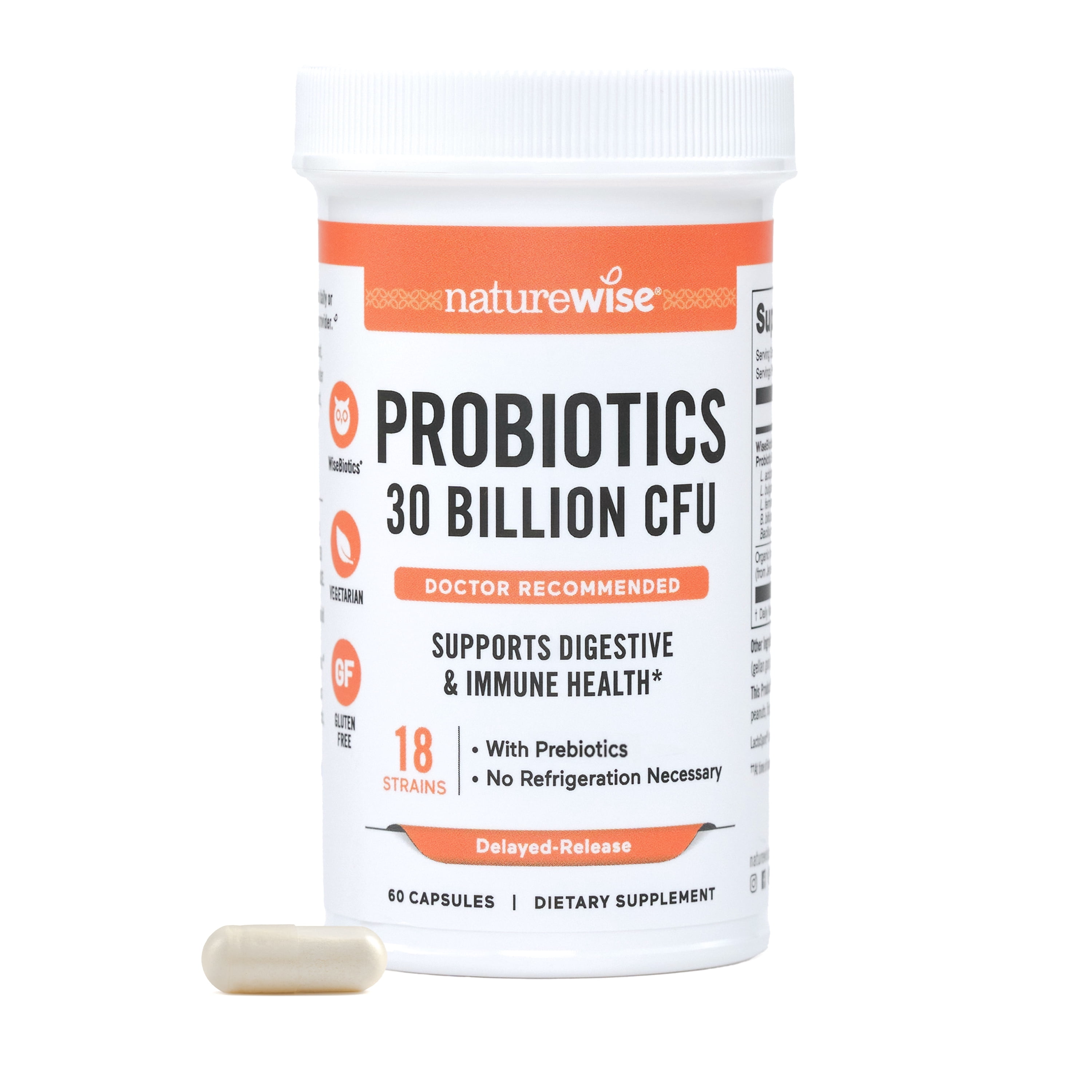 NatureWise Max Probiotics 30 Billion CFU + Organic Prebiotic - 60 ...