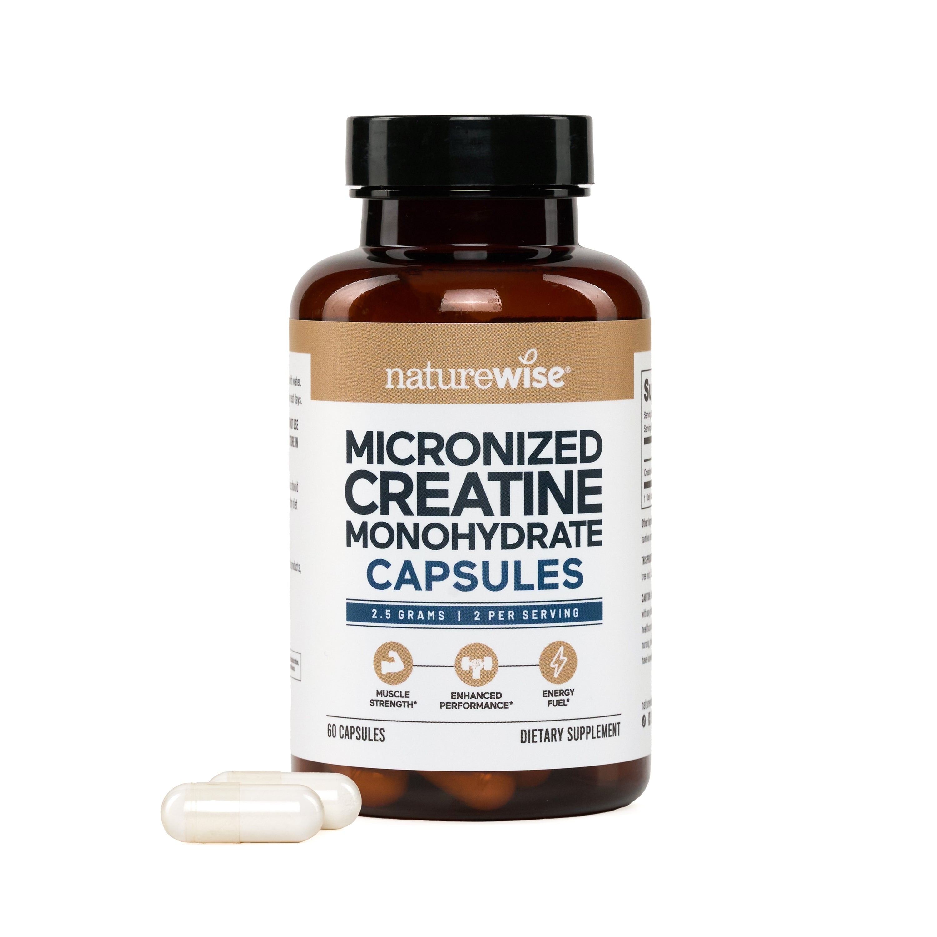 NatureWise Micronized Creatine Monohydrate Pills, 2500mg Per Serving ...
