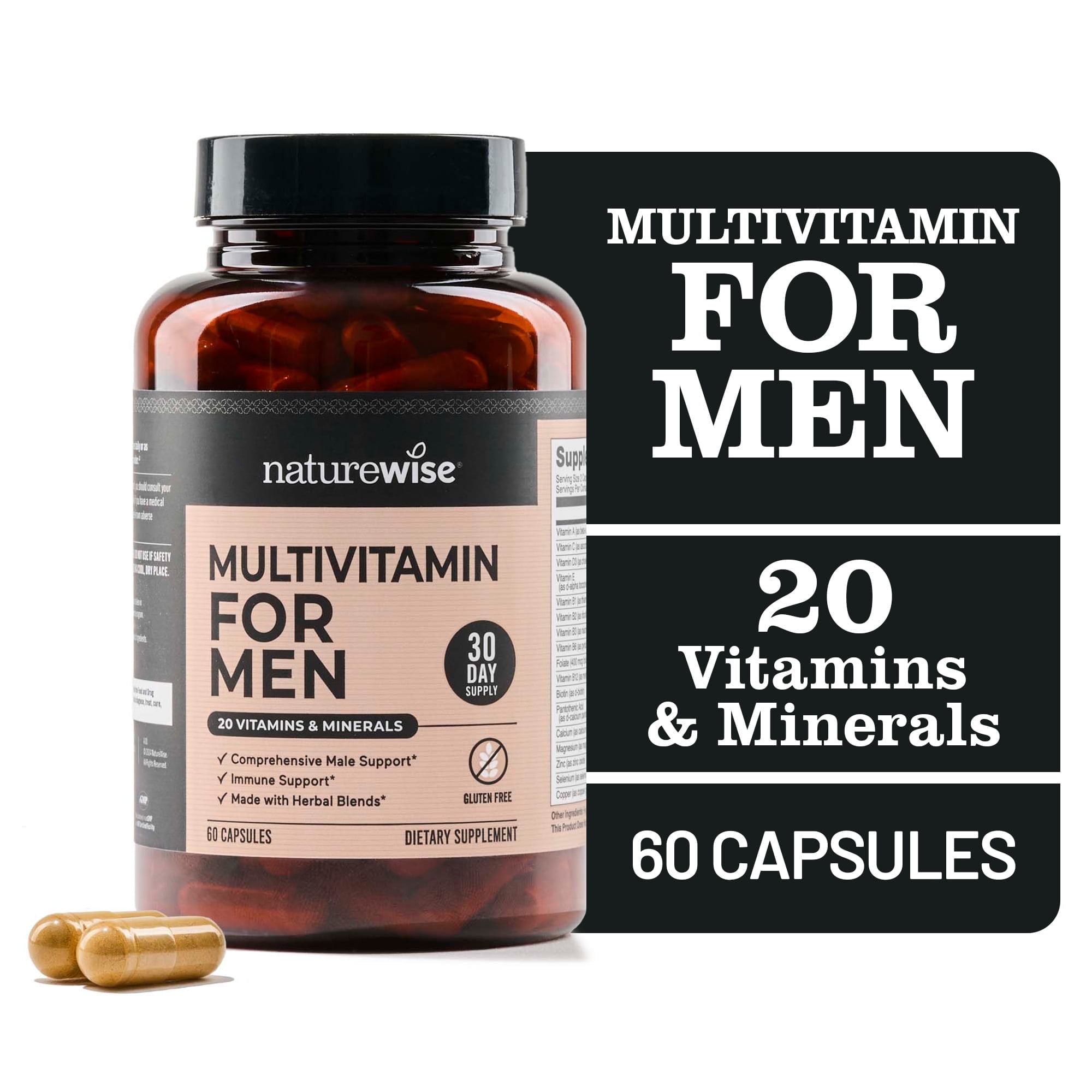 NatureWise Multivitamin for Men - Non-GMO - 60 Capsules[30-Day Supply] - Walmart.com