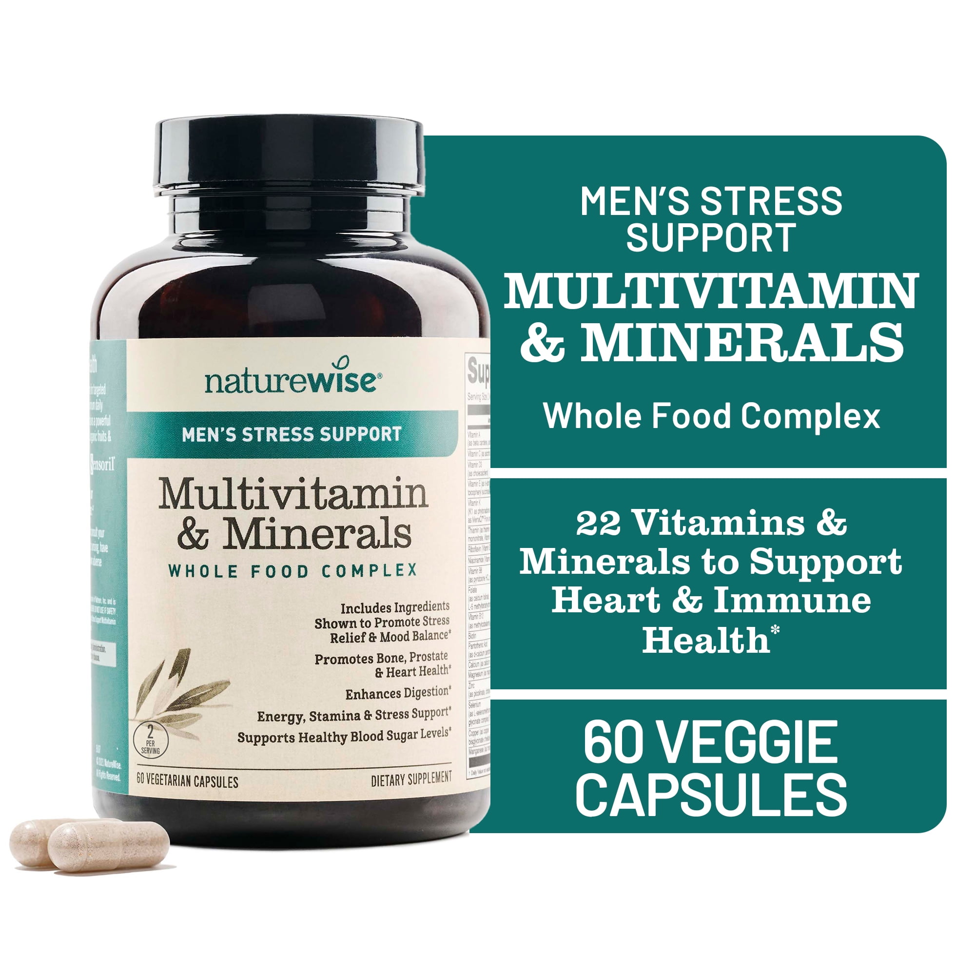 NatureWise Multivitamin for Men + Stress Support + Fulvic Ionic ...