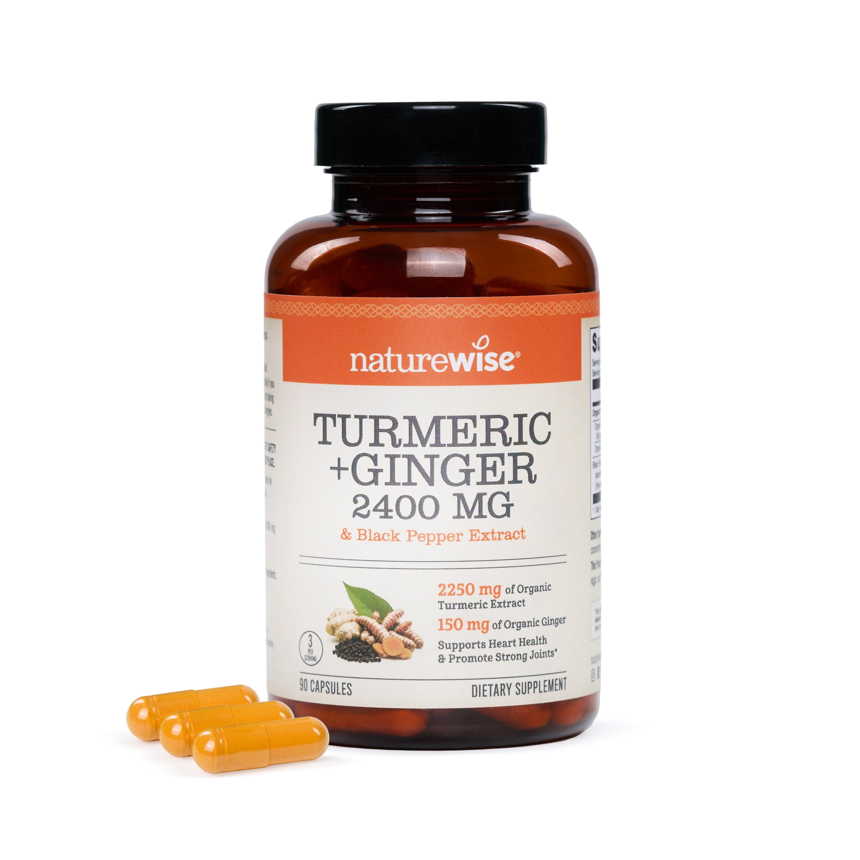 NatureWise Turmeric Curcumin + Ginger 2400 mg - Turmeric Extract with ...