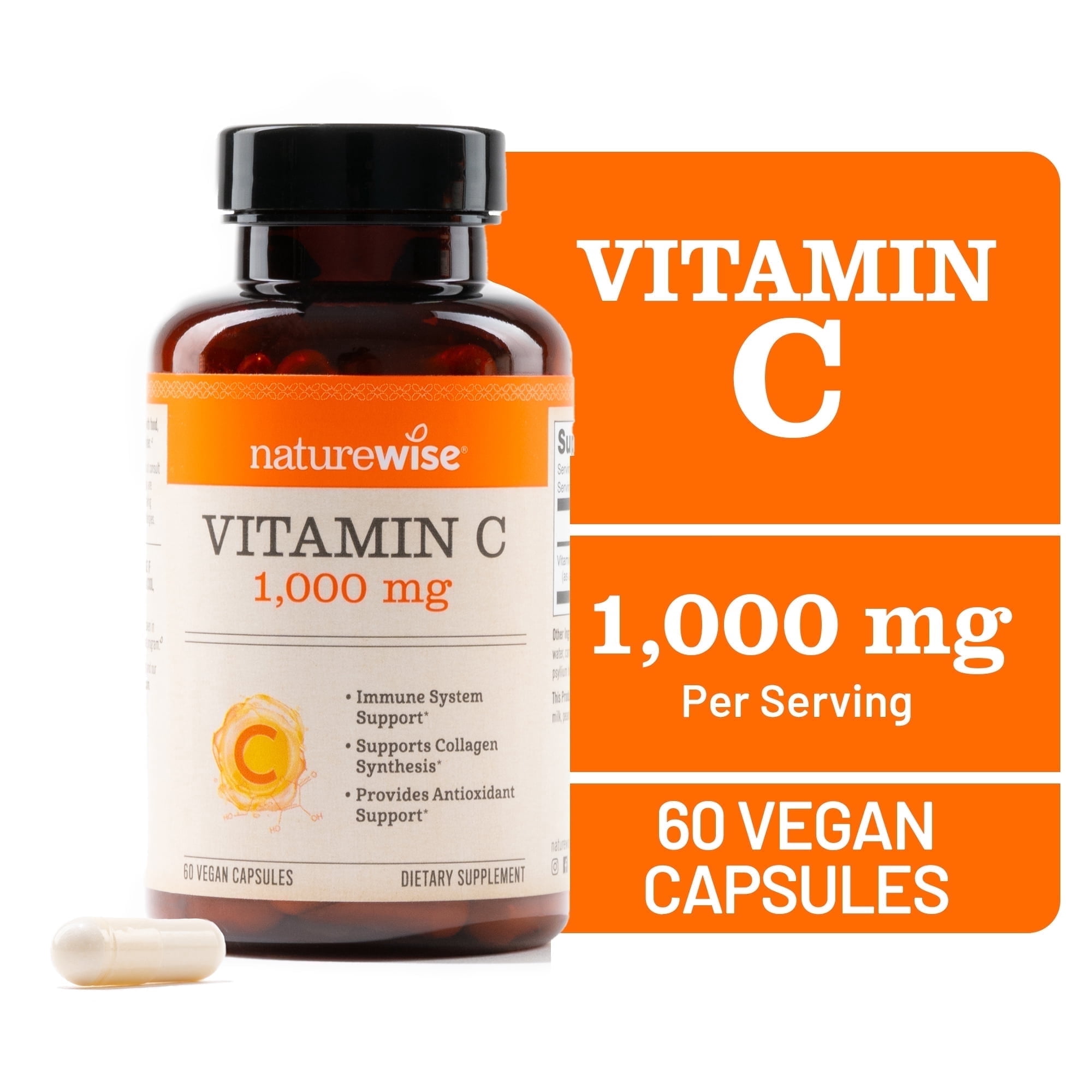 NatureWise Vitamin C 1000mg - Extra Strength - Vegan Non-GMO, 60 ...