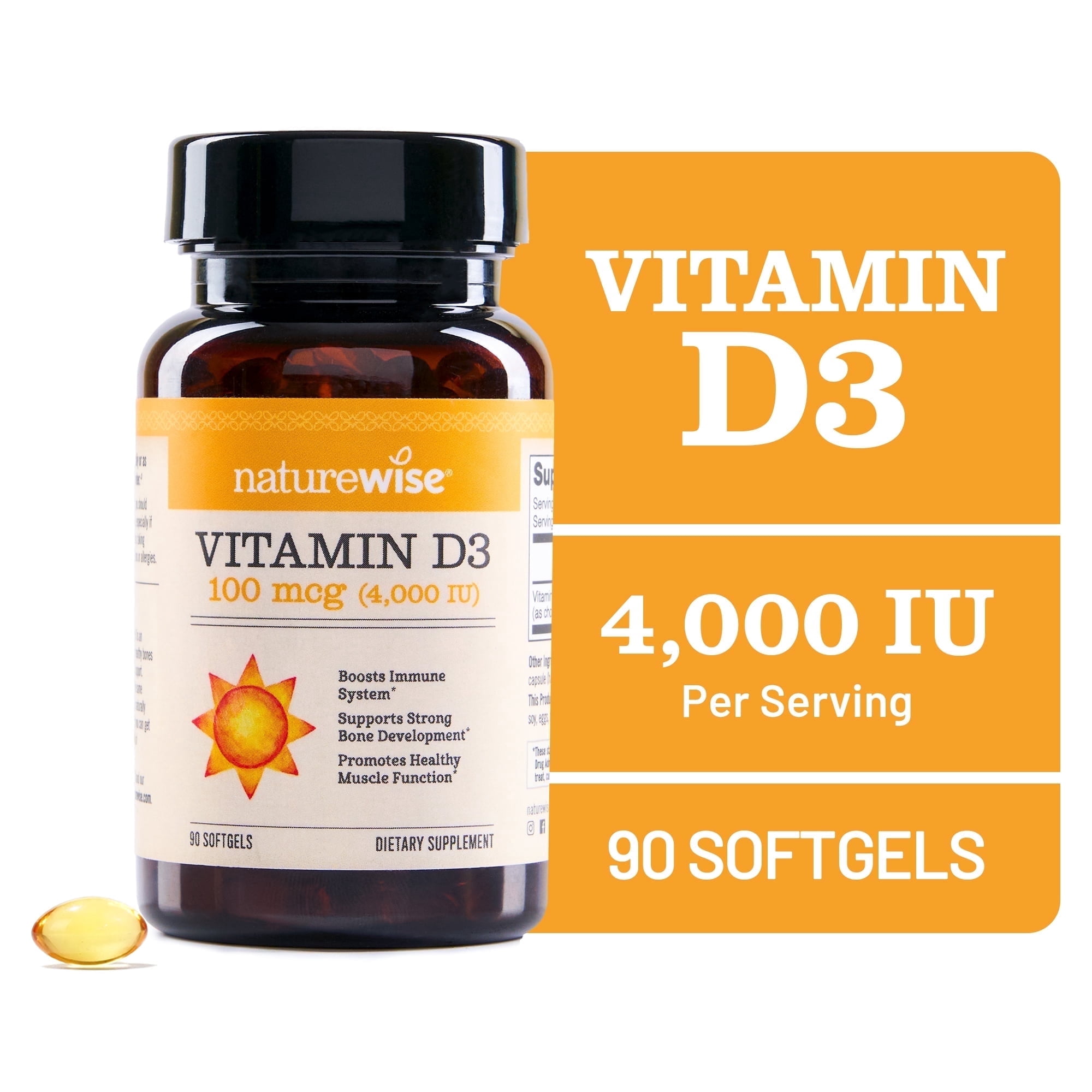 NatureWise Vitamin D3 4000iu with Organic Olive Oil - 90 Mini Softgels ...