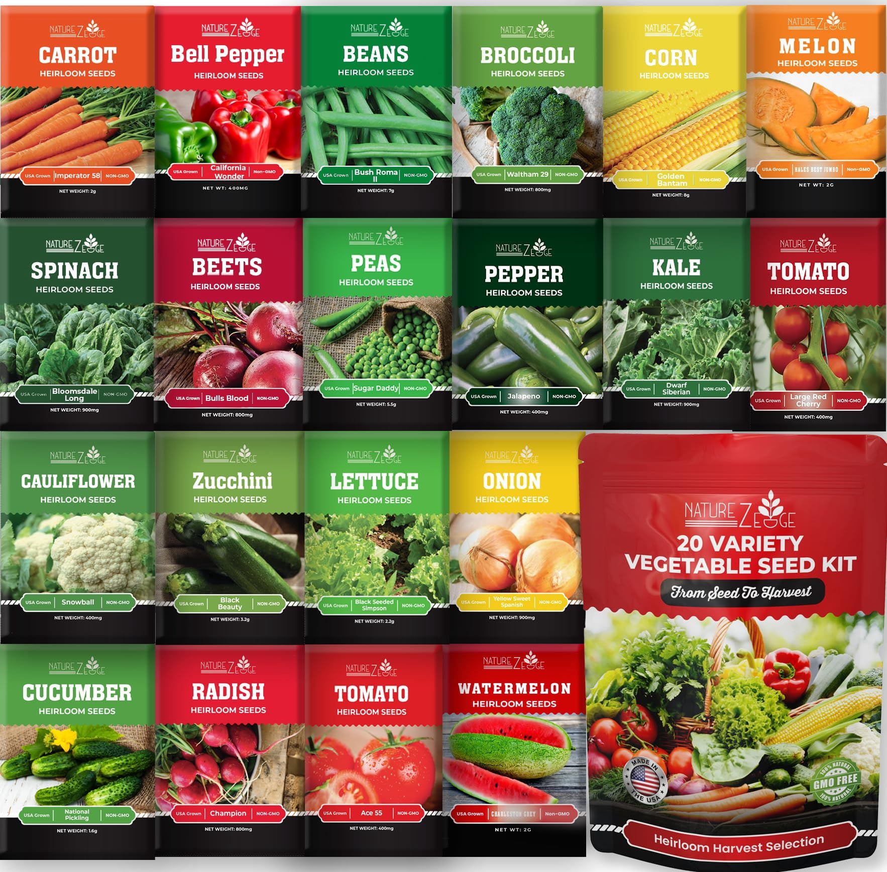 NatureZ Edge, 20 Variety with Melon MVR1 Seeds for Planting Vegetables ...