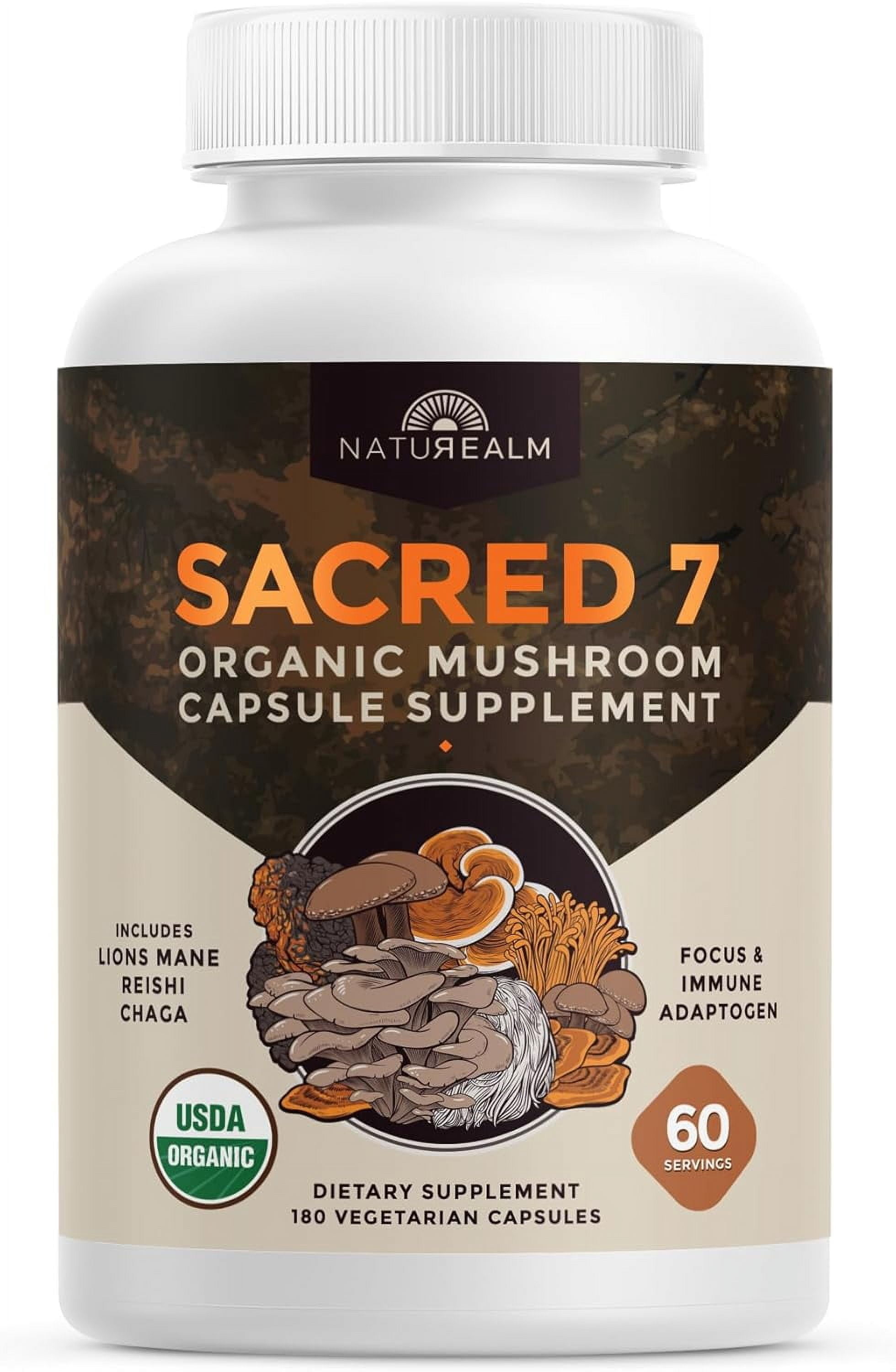 Naturealm Sacred 7 Organic Mushroom Extract Capsules - Premium 7 ...