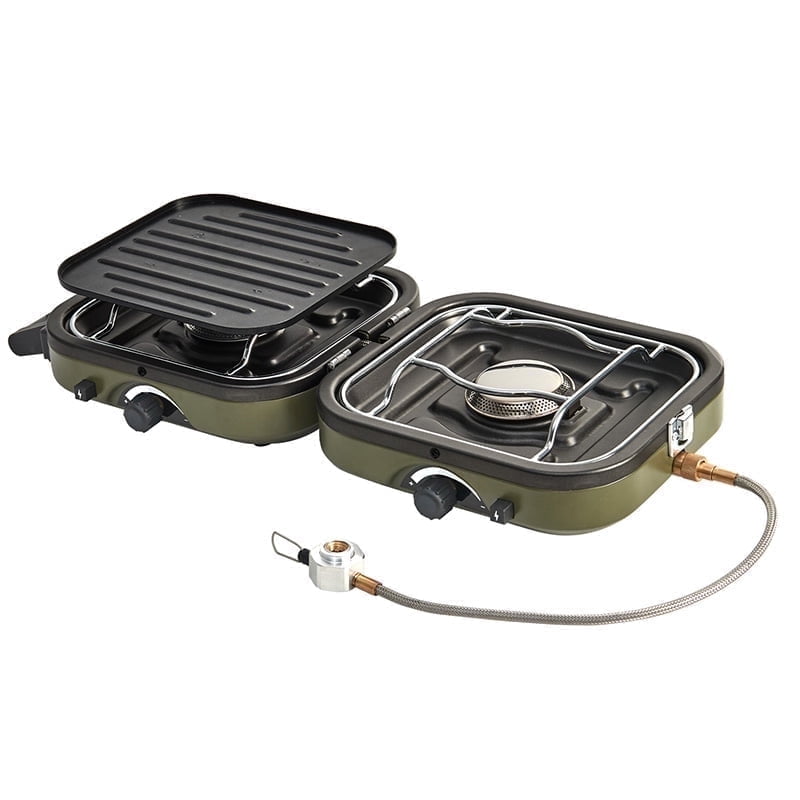 Naturehike Portable Butane-Propane Stove with 2 Burners and Non-Stick ...