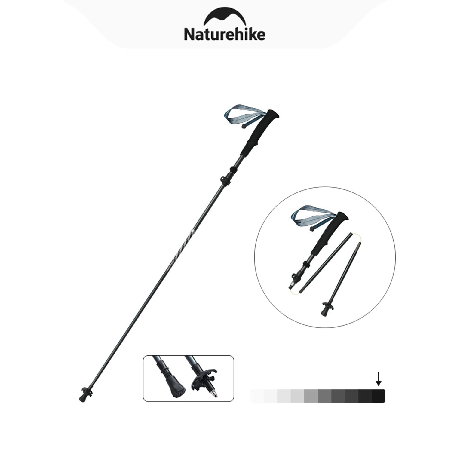Naturehike, Aluminum Ultralight Walking Pole, Five-Fold Trekking Poles ...