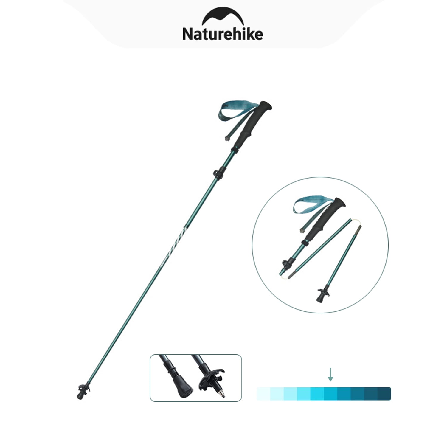 Naturehike, Aluminum Ultralight Walking Pole, Five-Fold Trekking Poles ...