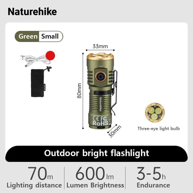 Naturehike Outdoor Glare Flashlight | Rechargeable LED Torch with 5 ...