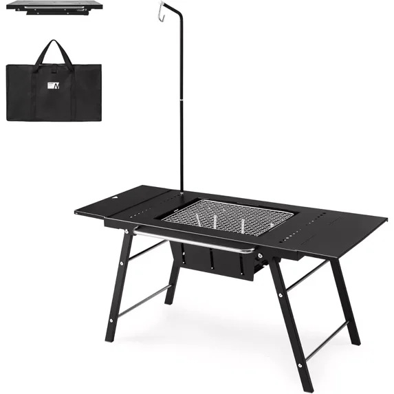 Naturehike Portable IGT Table with Charcoal Grill, Folding Camping ...