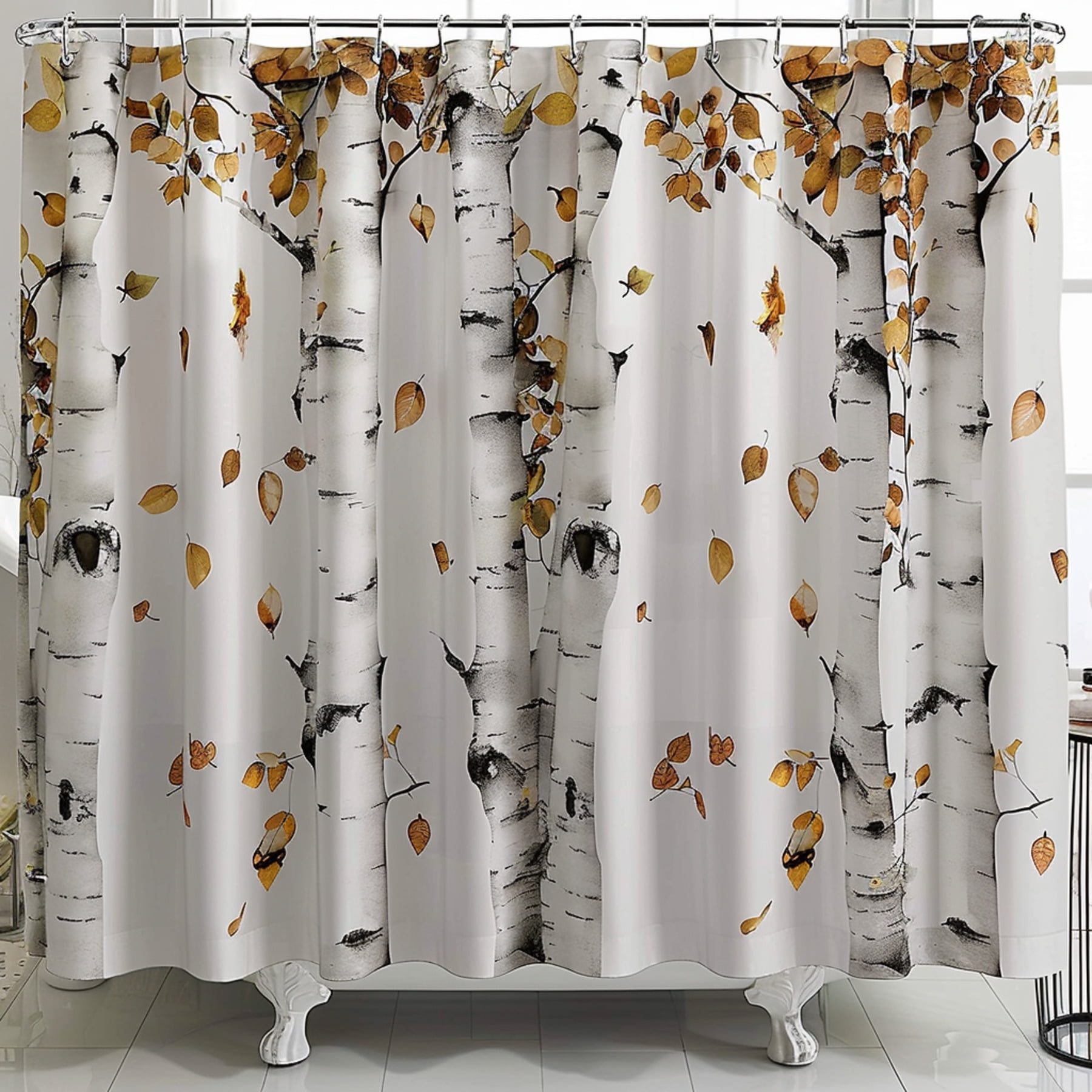 Natureinspired shower curtain with artistic white birch tree design and ...