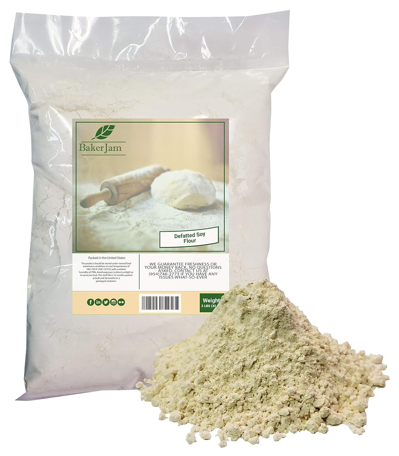 Naturejam Defatted Soy Flour 2 Pounds Bulk Bag for Baking and Cooking ...
