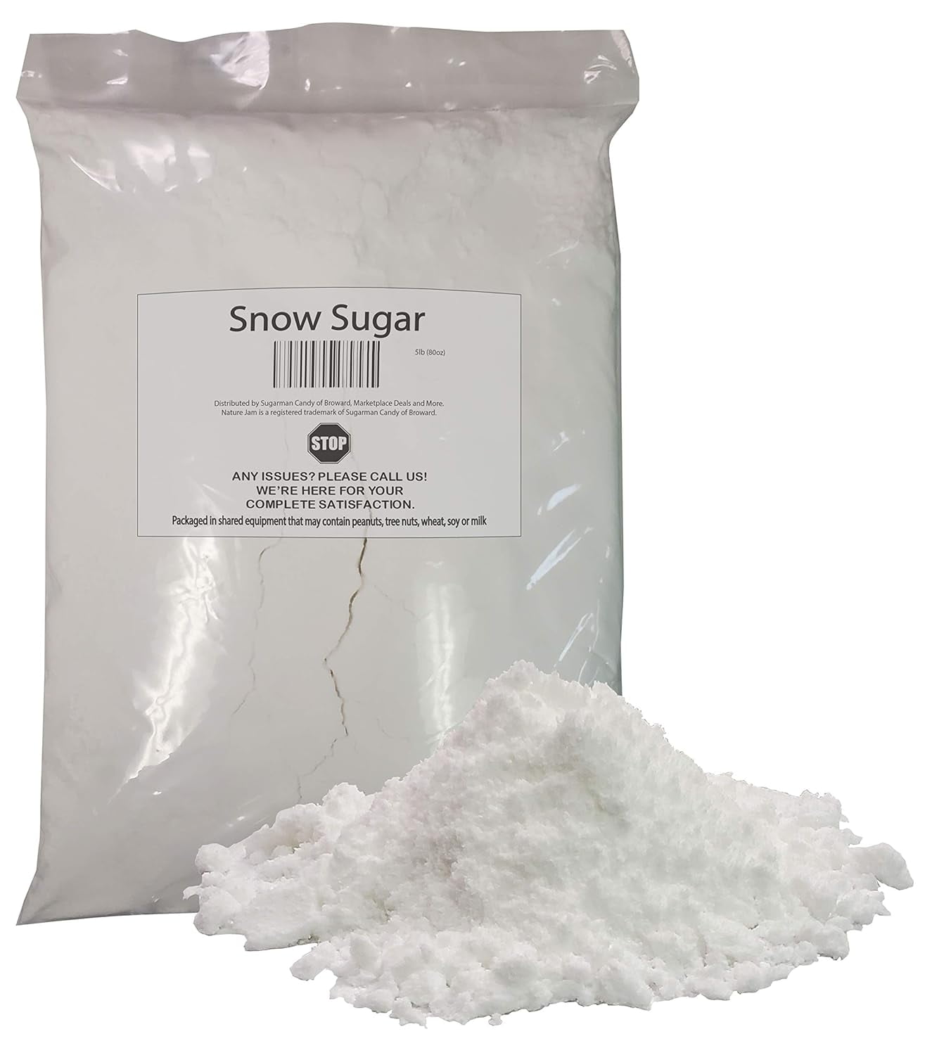 Naturejam No Melt Sweet Snow Sugar Powder 5 Pound Bulk Bag for ...