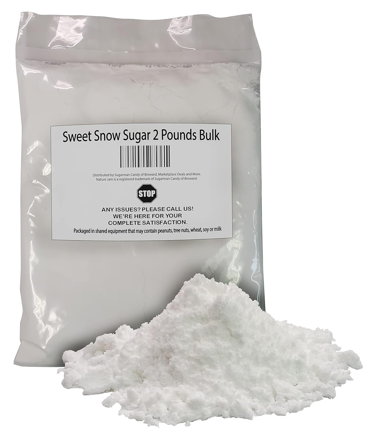 Naturejam No Melt Sweet Snow Sugar Powder 2 Pounds Bulk Bag for ...