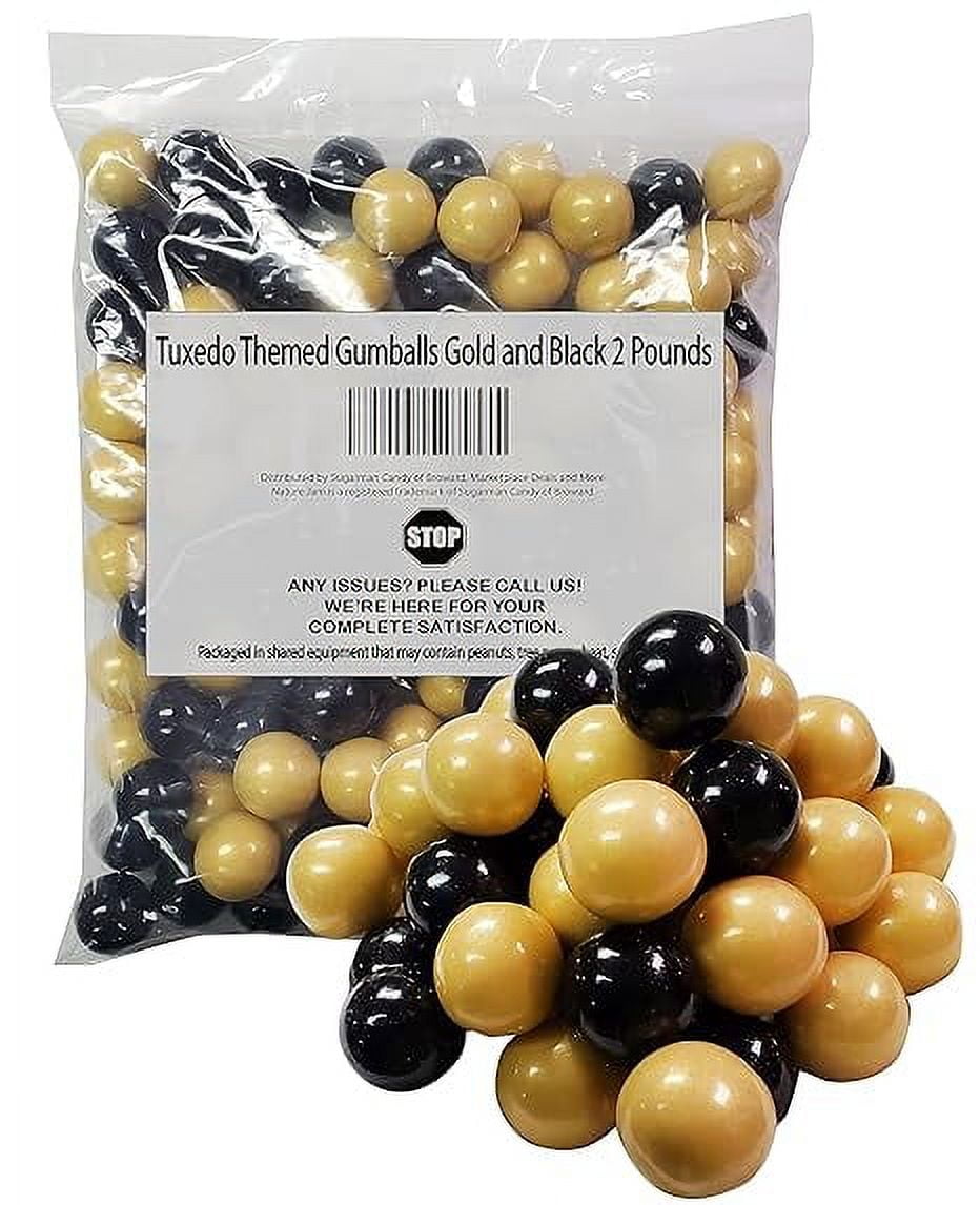 Naturejan Graduation Tuxedo Themed Gumballs Gold and Black 2 Pounds ...