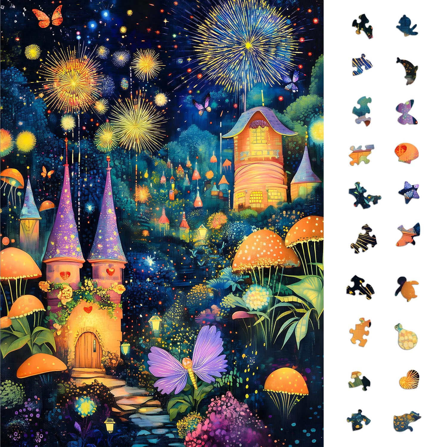 Naturelish Wonderful Mushroom House MMF7 Night Jigsaw Puzzles for ...