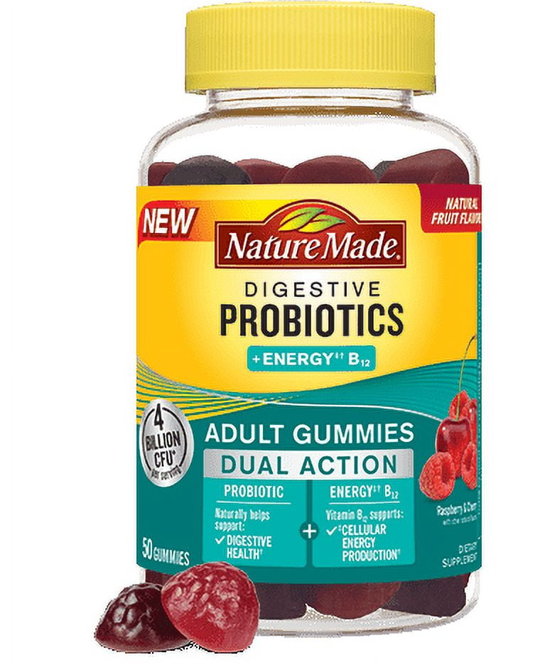 Nature Made Dual Action Probiotic + Energy B12, Digestive Health ...