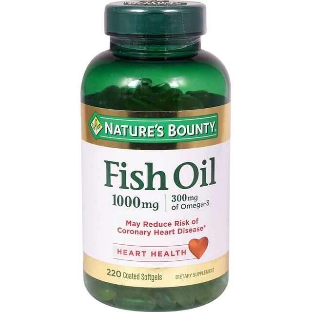 Nature's Bounty Heart Health Fish Oil Softgels, 1,000 mg, 220 Ct ...