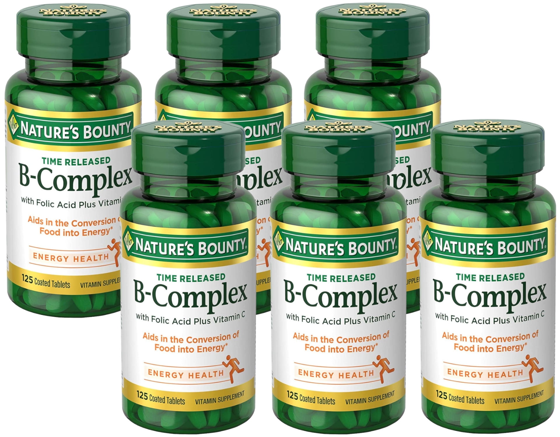 Nature's Bounty Time Released B-Complex Supplements, 125 Ct (6 pack ...