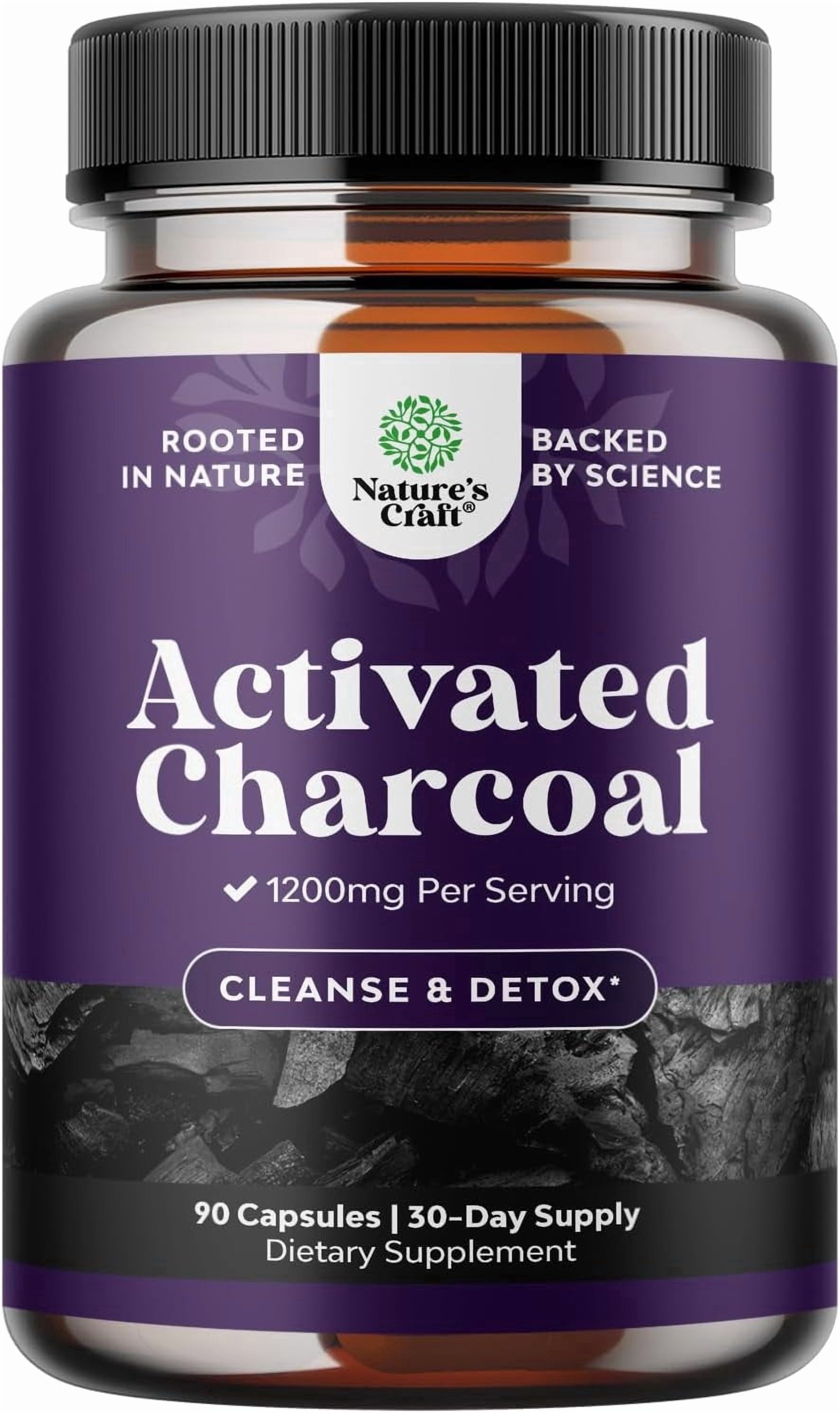 Natures Craft Activated Charcoal Capsules, Detox, Gut Health, Bloating ...