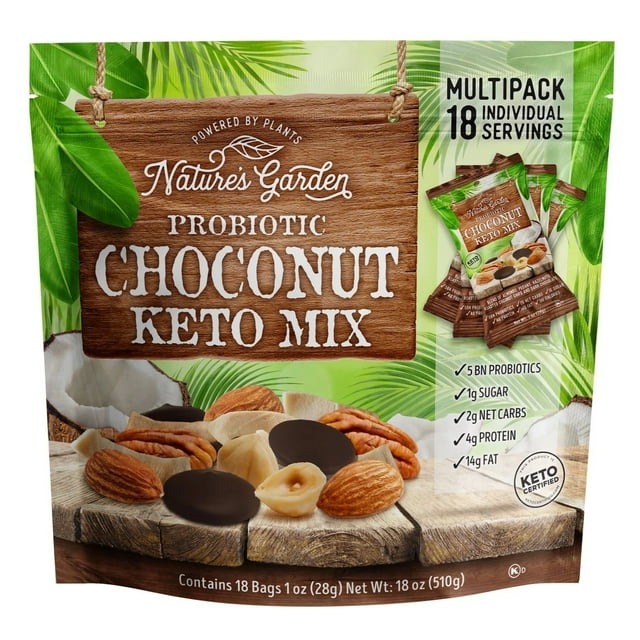 Natures Garden Probiotic Roasted Choconut Mix, Keto-Certified Snack, 1 ...
