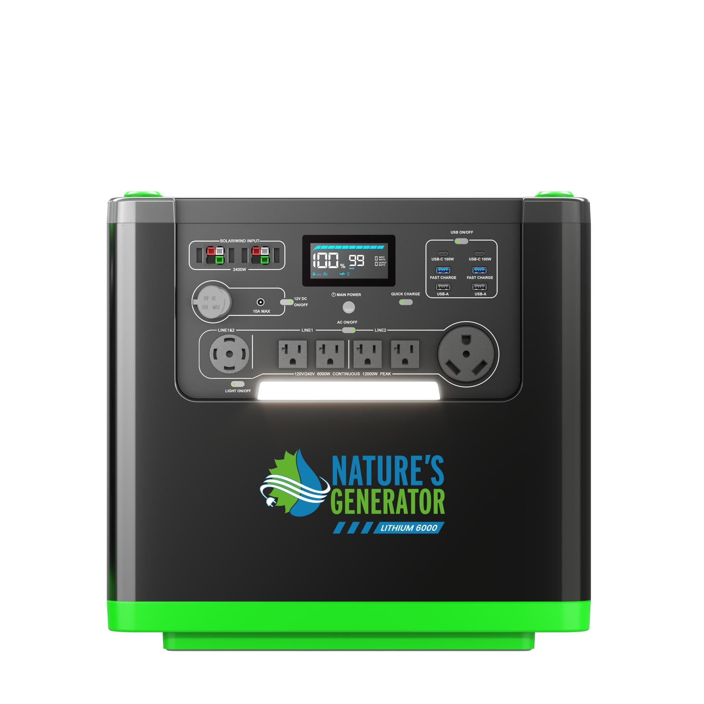 Natures Generator 3840Wh Solar Generator, LiFePO4 Batteries, 6000W ...