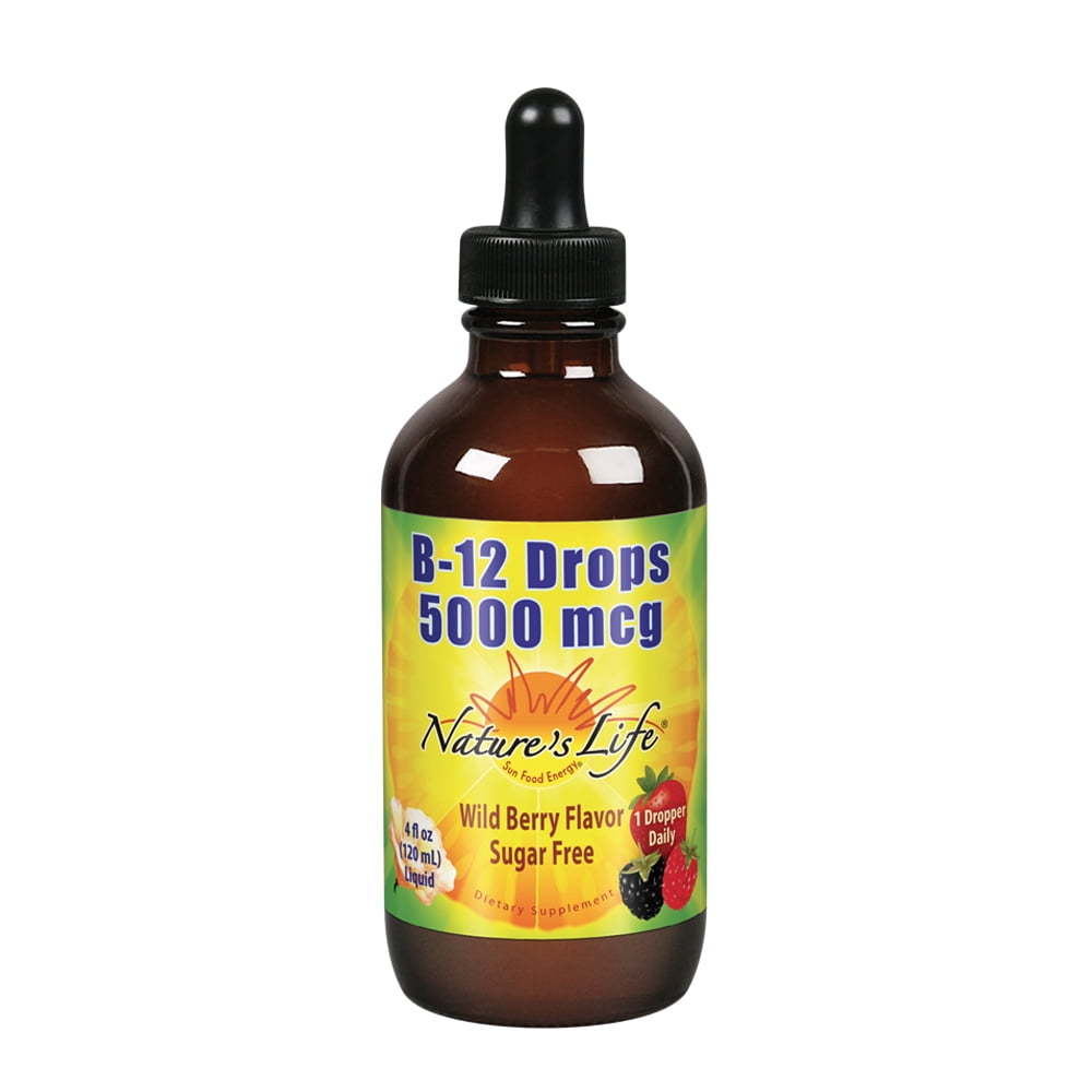 Walmart Natures Life B-12 Drops, 5000 mcg | Energy, Metabolism | 4oz ...