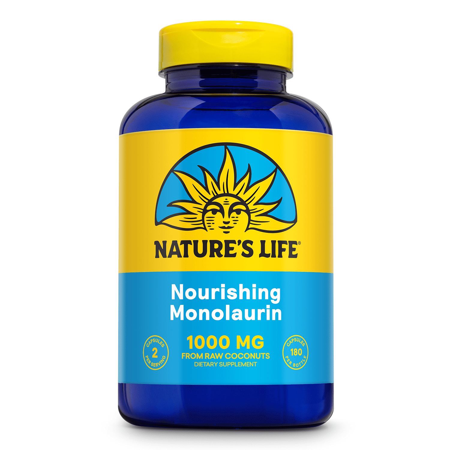 Nature's Life Monolaurin 990 mg Capsules, Vegetarian, Immune ...