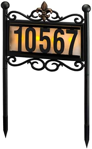 Natures Mark Solar Power Lighted House Numbers Address Stake Sign - LED ...