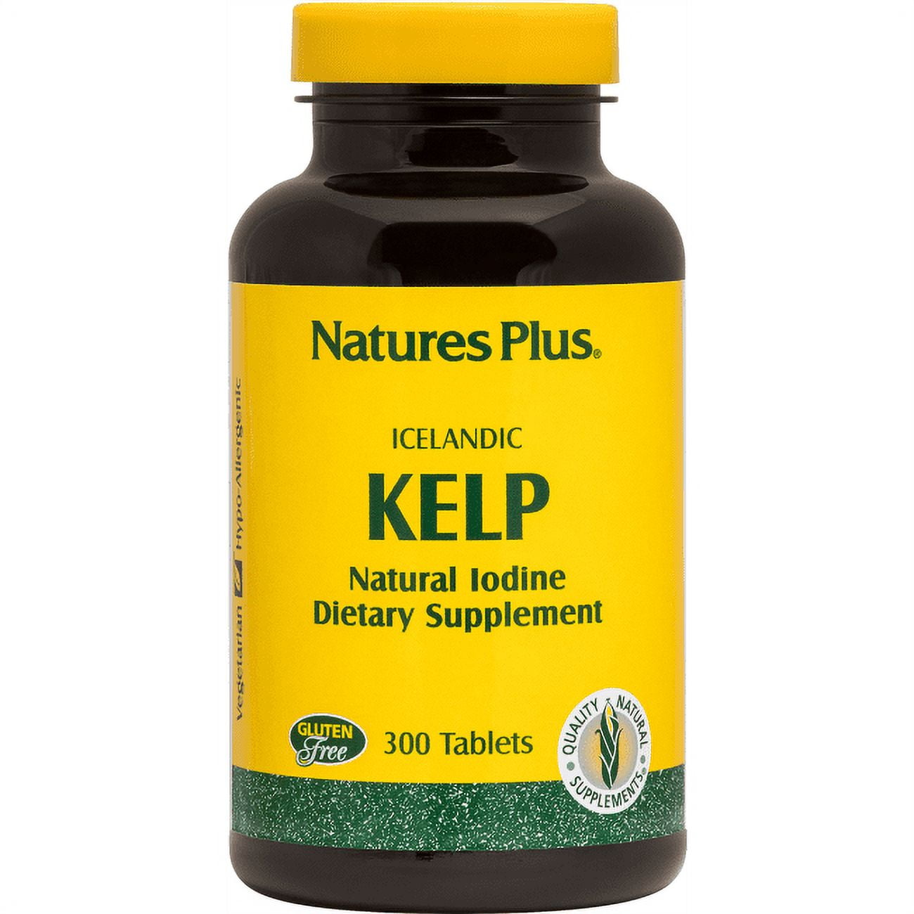 Nature's Plus Kelp Iodine Supplement Tablets, 300 Count, Gluten Free ...