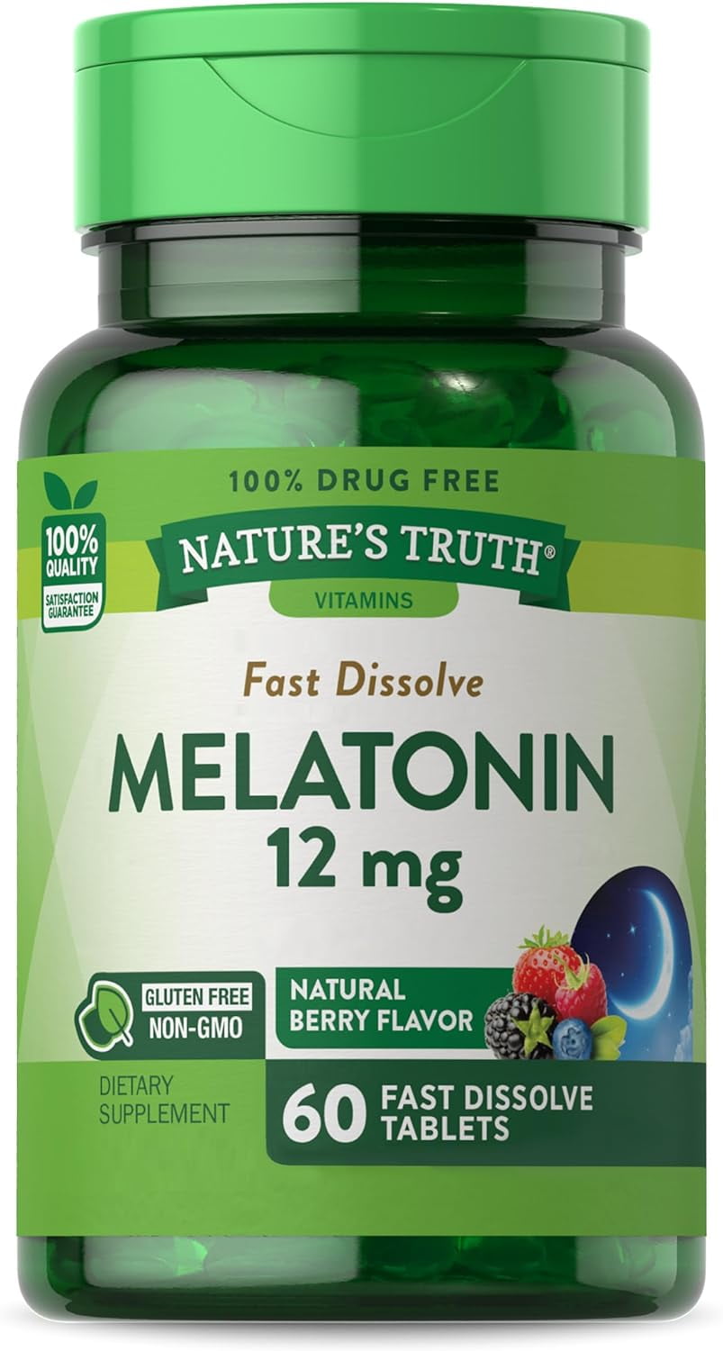 Natures Truth Melatonin 12 mg, Natural Berry Flavor, 60 Ea, 2 Pack ...