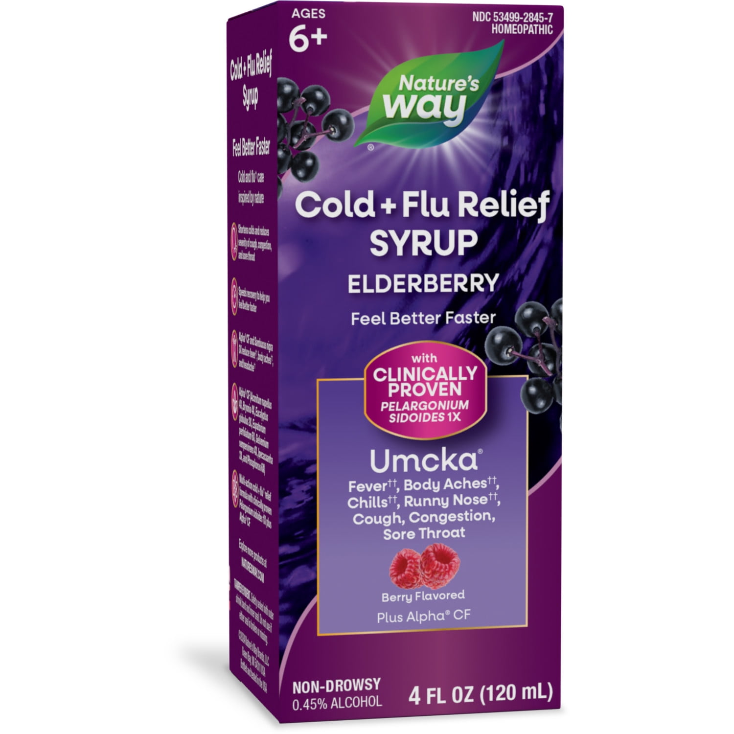 Nature's Way Cold+Flu Relief Syrup††, Umcka, Multi-Symptom Relief ...