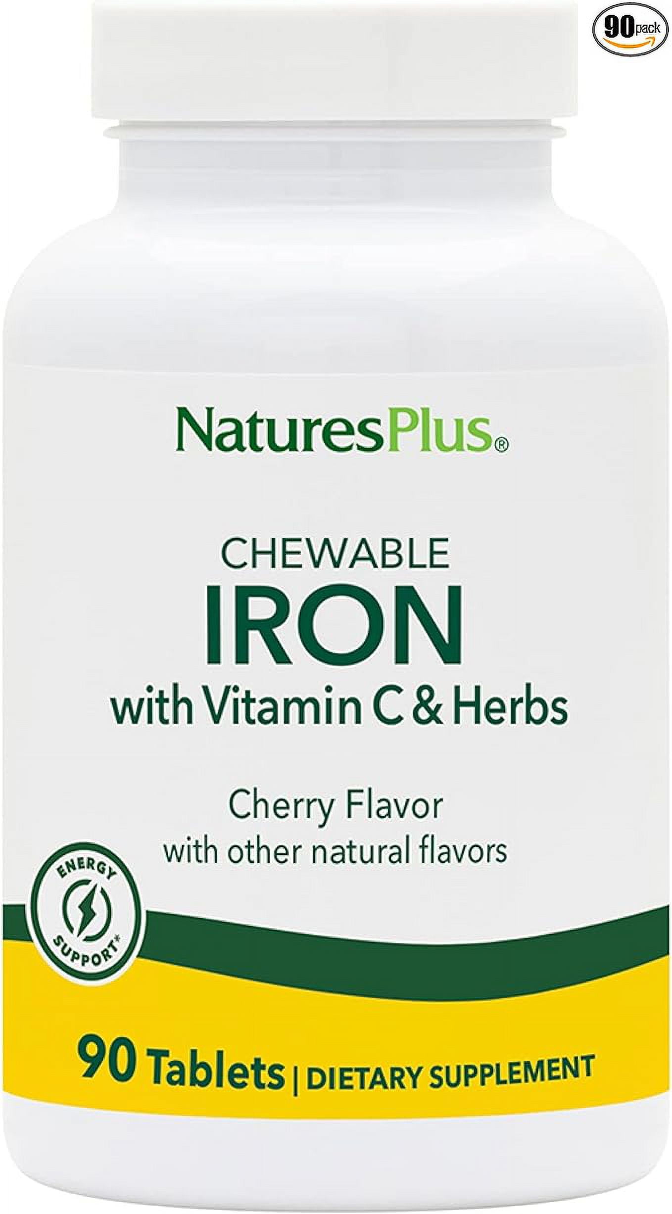 NaturesPlus Chewable Iron - 27 mg, 90 Chewable Tablets - High Potency ...