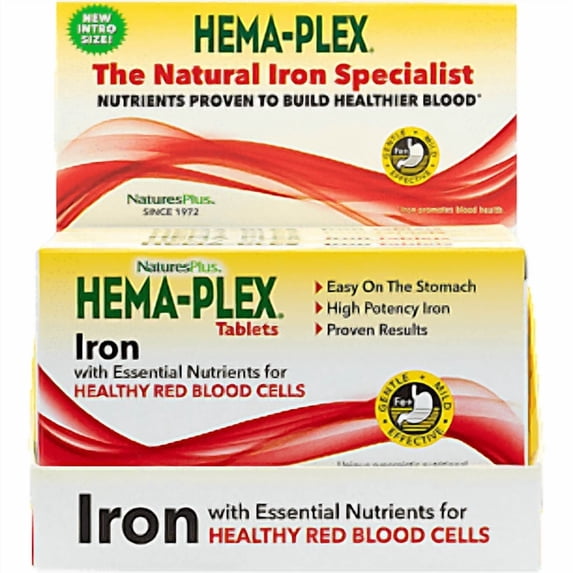 NaturesPlus Hema-Plex, 85mg Iron & Vitamin C, 30 Vegetarian Tablets ...