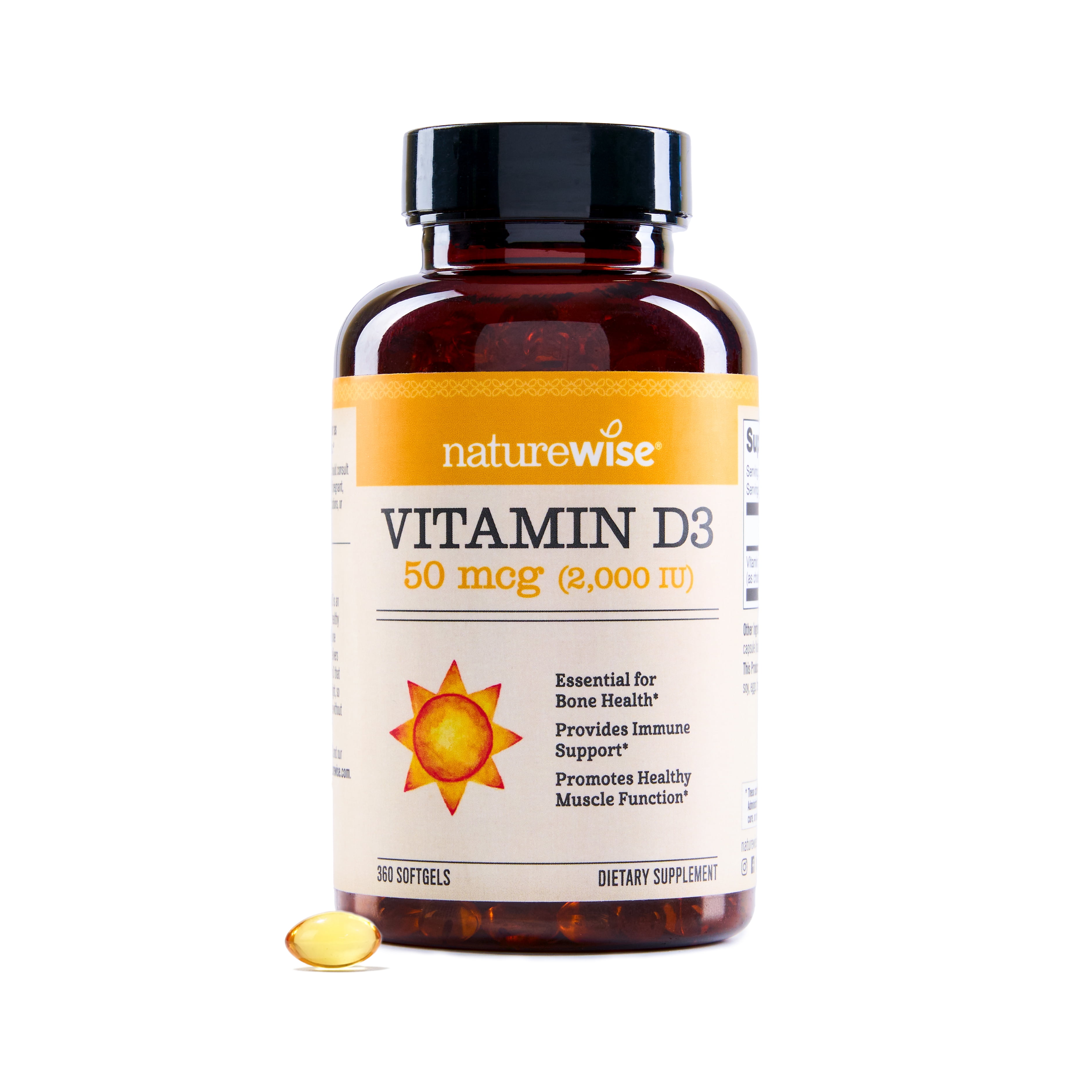 NatureWise Vitamin D3 2000 IU (50mcg) 360 Softgels, Non-GMO, Gluten ...