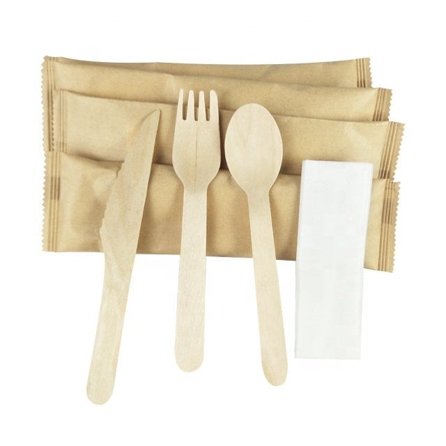 Bamboo Disposable Cutlery Sets (100 Pack) | for Cafeteria-Ready Cutlery ...