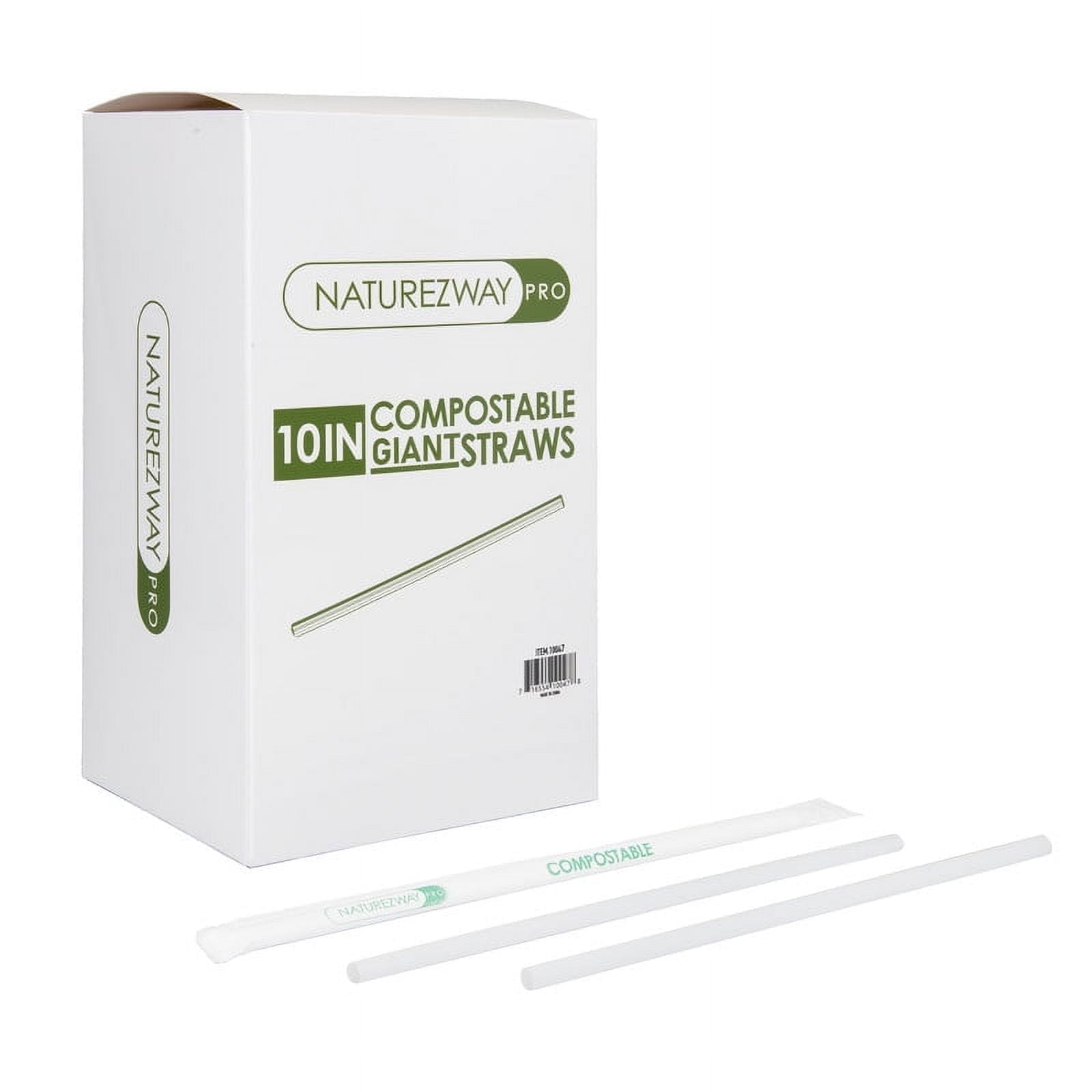 Compostable 10.25" Giant Straws (250 Pack) - Individually Wrapped ...