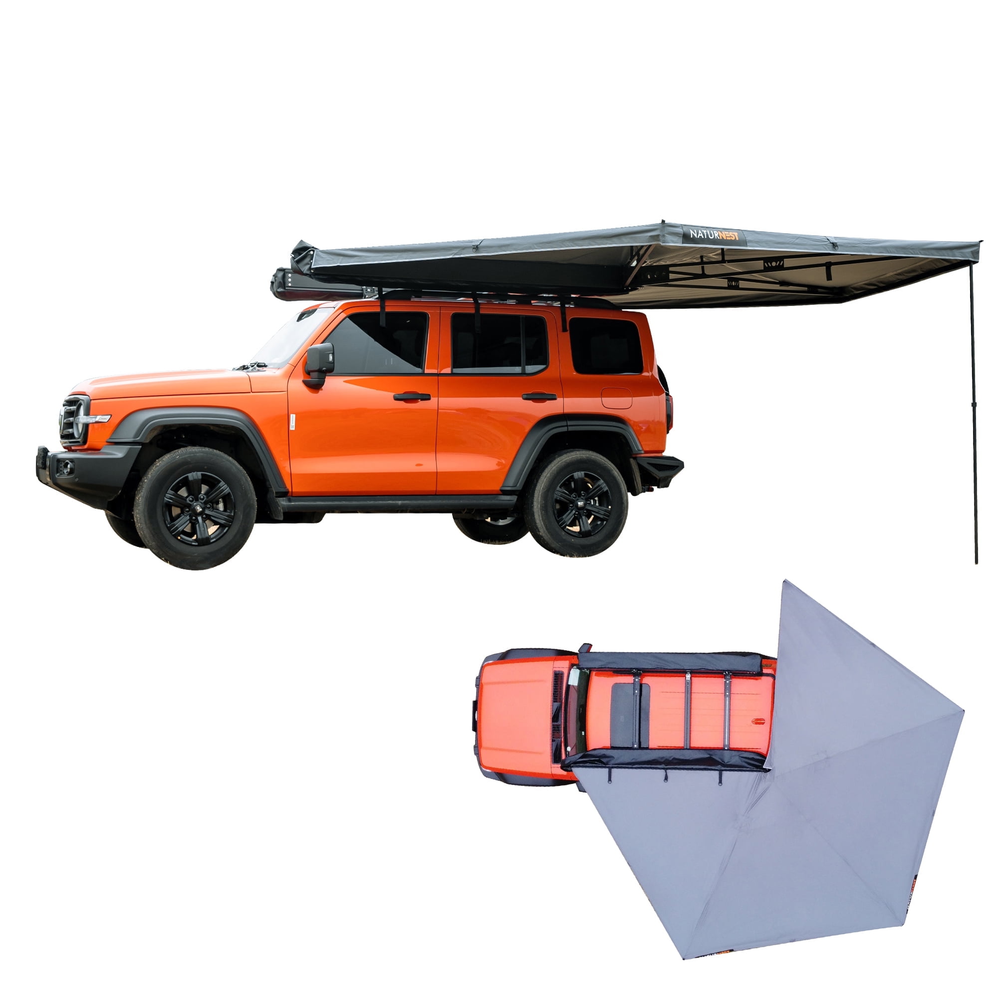 Naturnest Vehicle Awning Tent, 270 Degree Awning Mounted on the Right ...