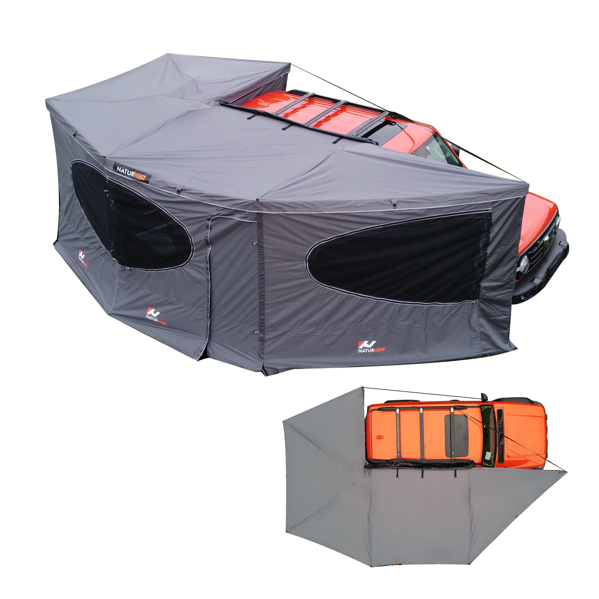 Naturnest Awning Room Tent, 270 Degree Extended Awning Mounted on the ...